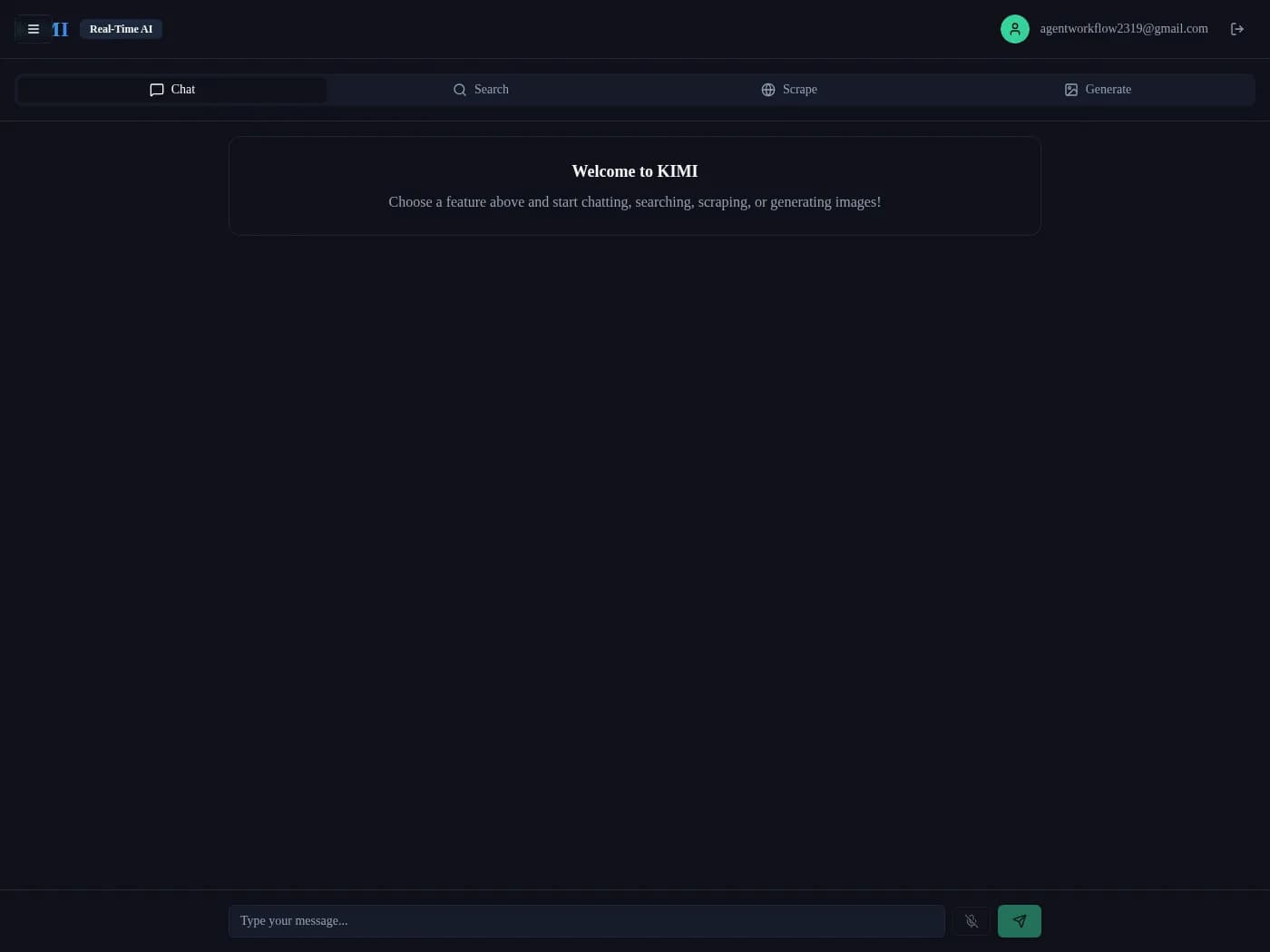 KIMI: Real-Time AI Chat Platform with Web Search, Scraping, and Image Generation