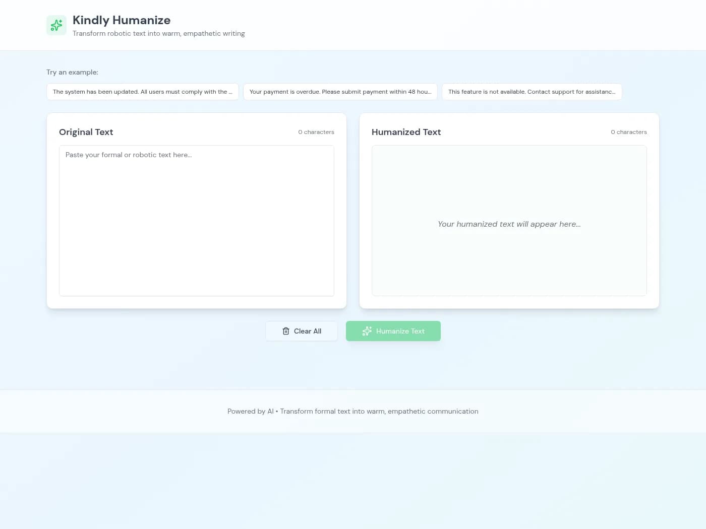 Kindly Humanize Text Tool