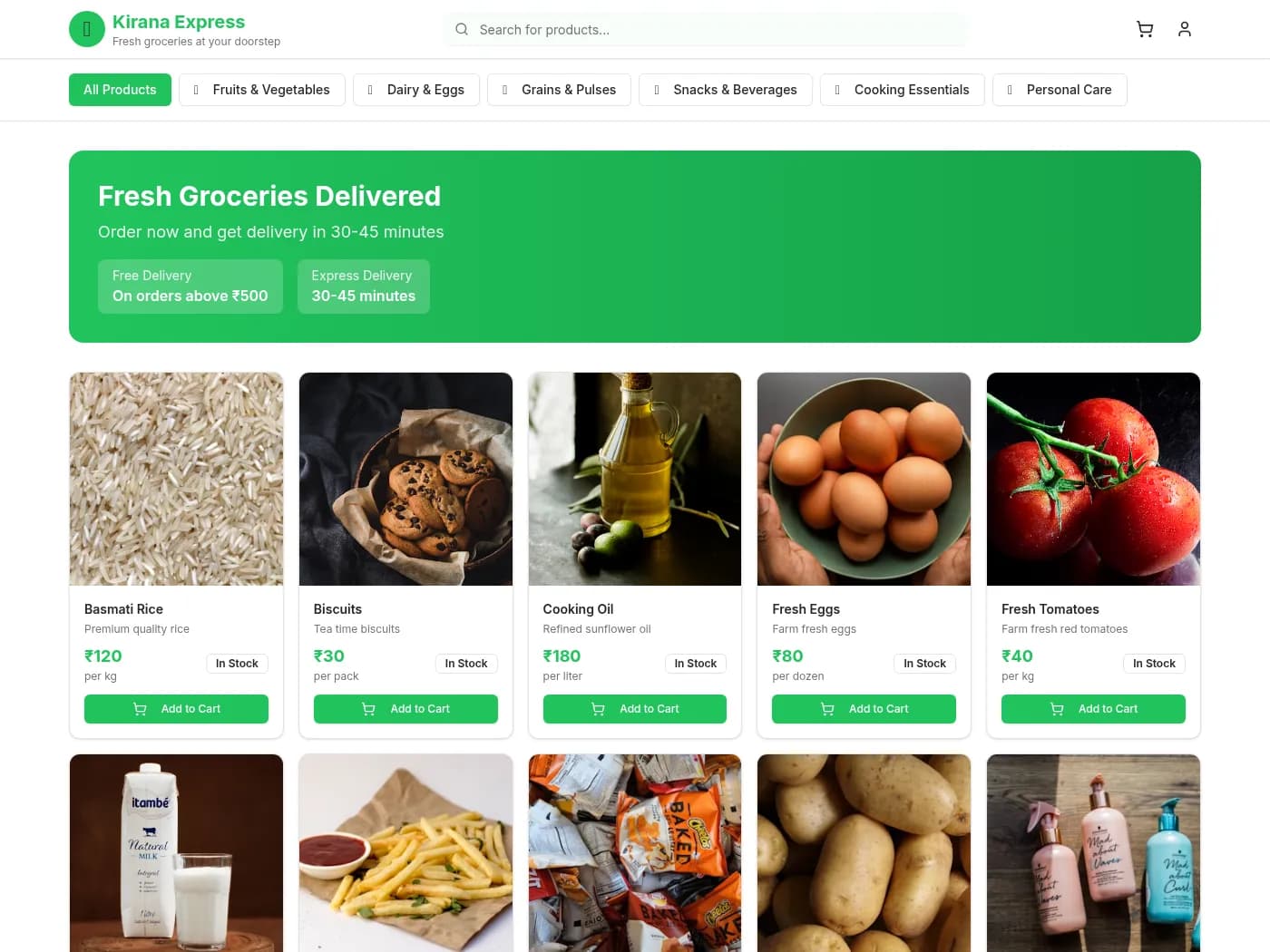 Kirana Express - Online Grocery Ordering Platform