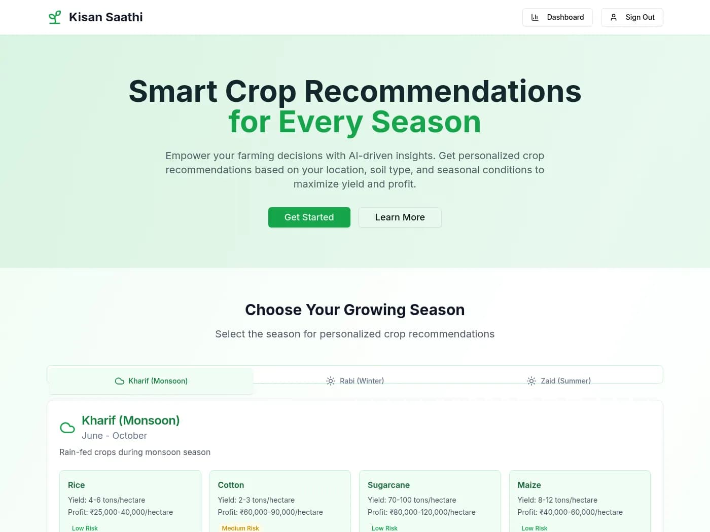 Kisan Saathi - Smart Crop Recommendations for Every Season