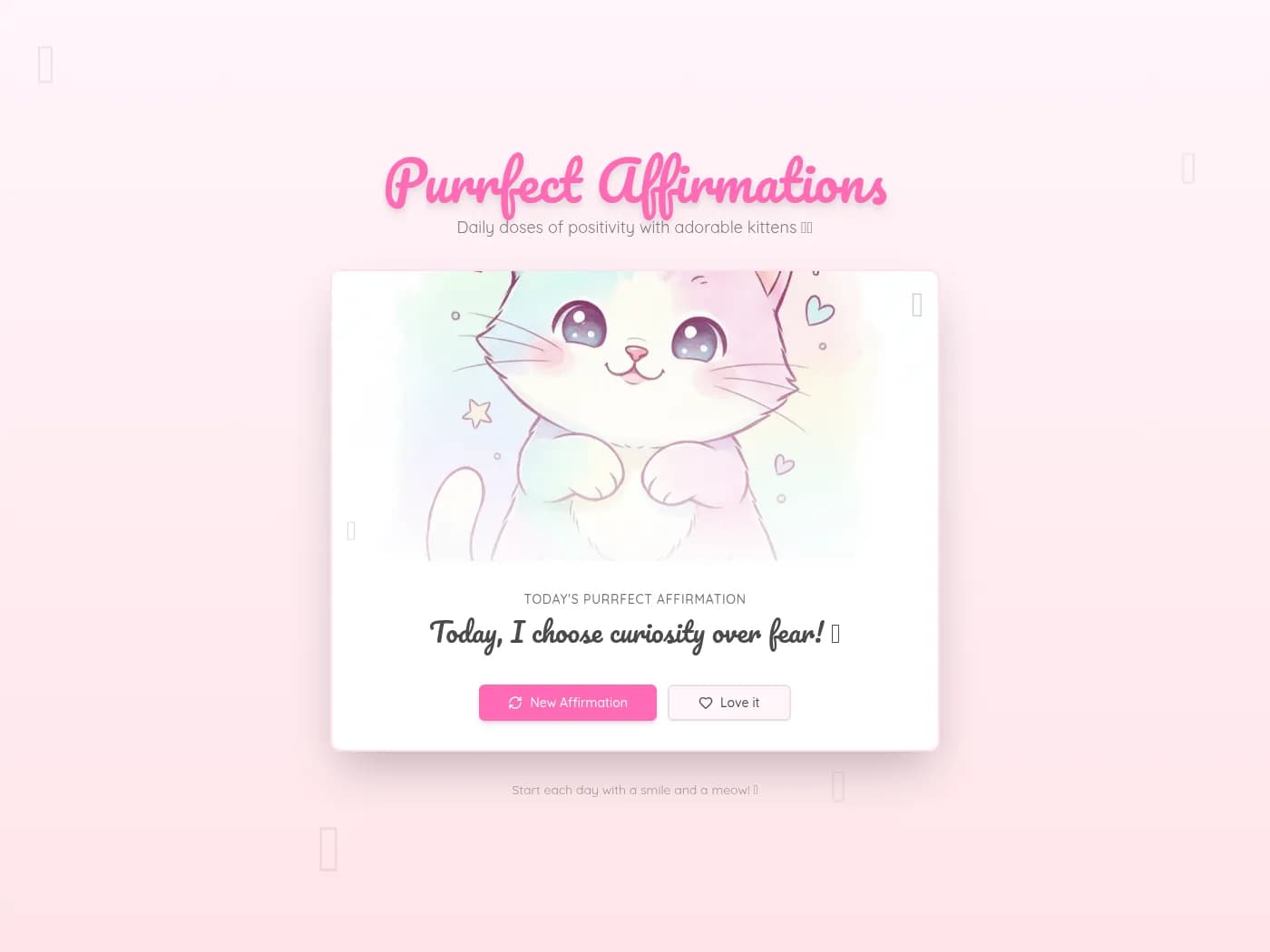 Kitten-Themed Daily Affirmations App