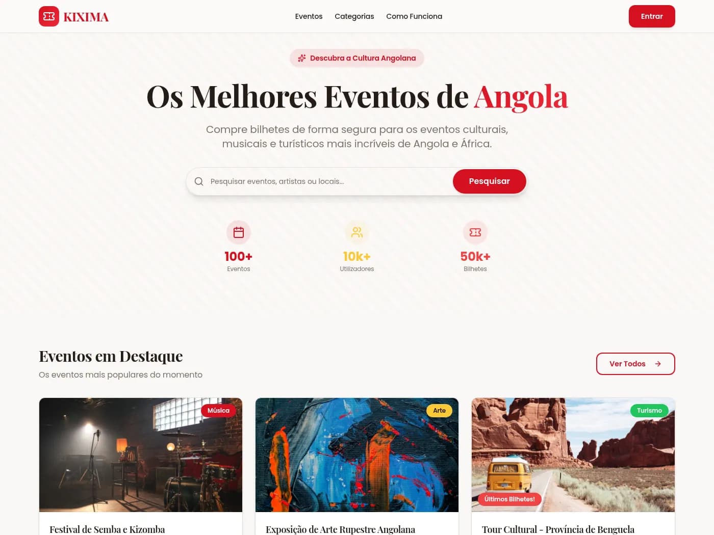 KIXIMA: Plataforma Angolana de Bilhetes Digitais para Eventos em África
