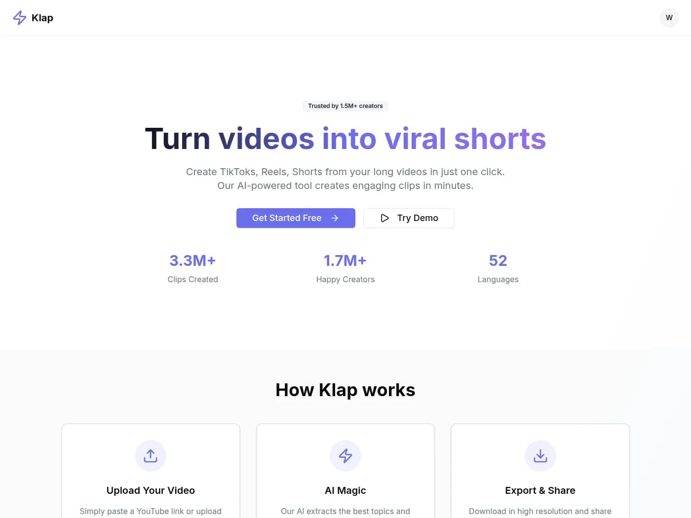 Klap.app Clone – AI Video Repurposing Platform