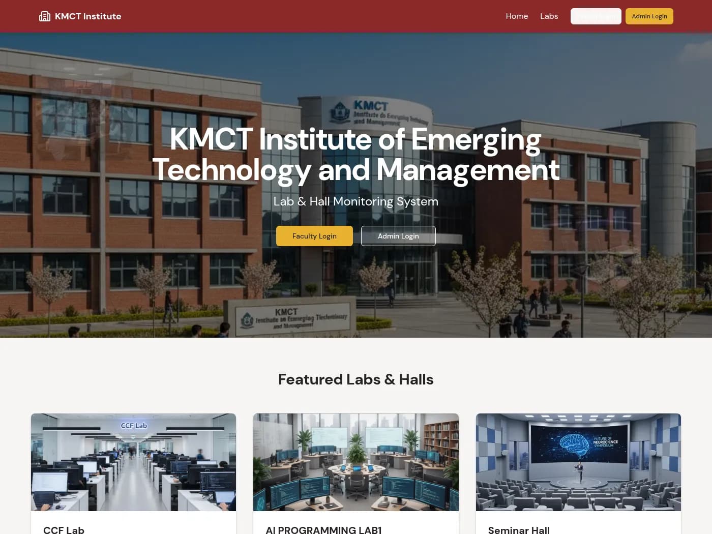 KMCT Lab & Hall Monitoring and Booking Web App