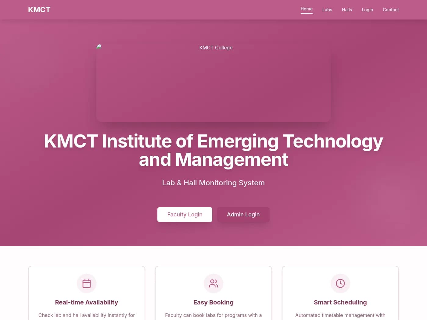 KMCT College Lab & Hall Monitoring System Website