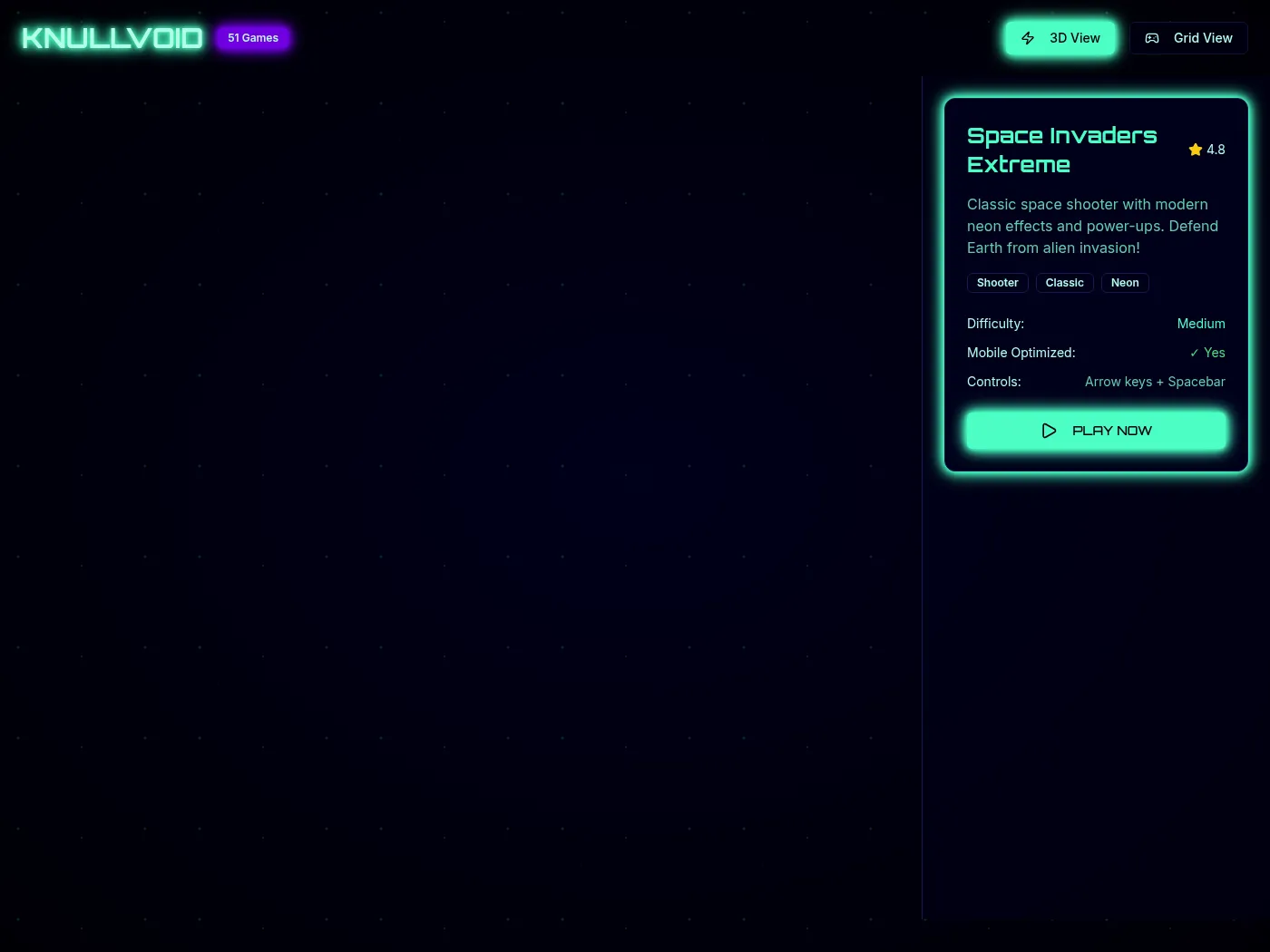 Knullvoid: Futuristic 3D HTML5 Gaming Platform