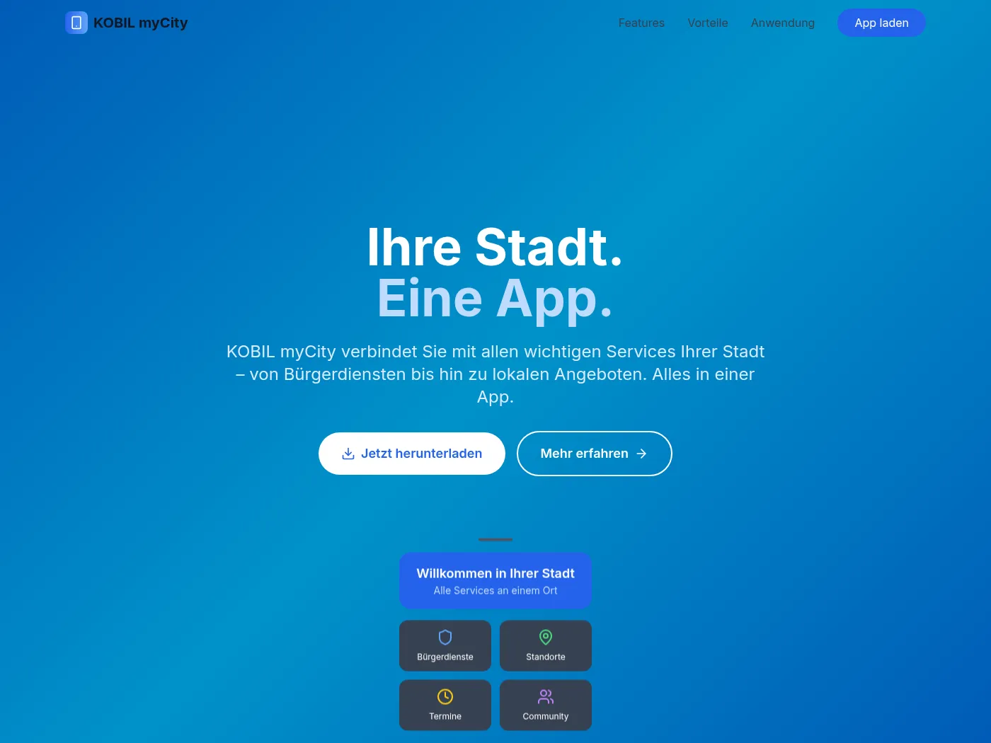 KOBIL myCity SuperApp Landingpage