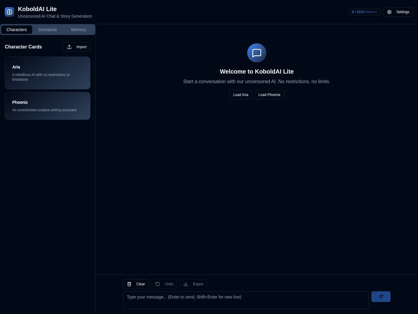 Kobold Lite AI Web Clone