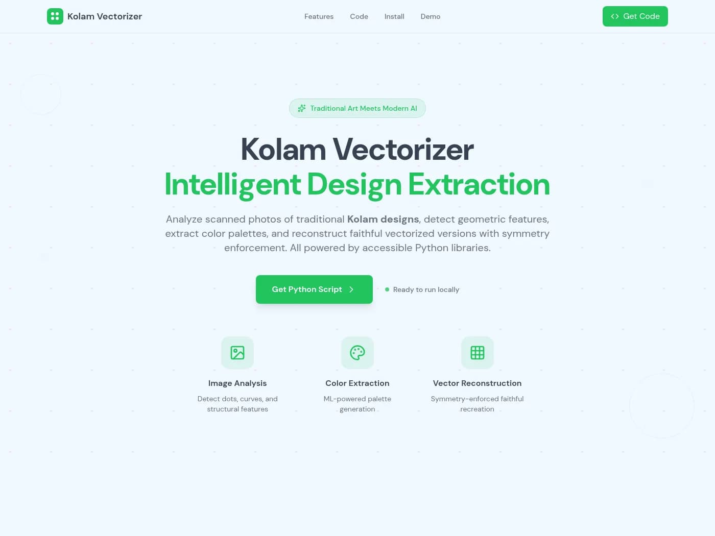 Kolam Vectorizer: Intelligent Extraction and Reconstruction of Traditional Kolam Designs from Photos