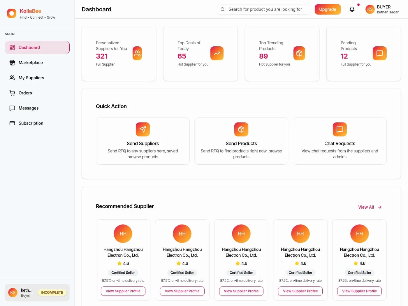 Kollabee B2B Marketplace Platform