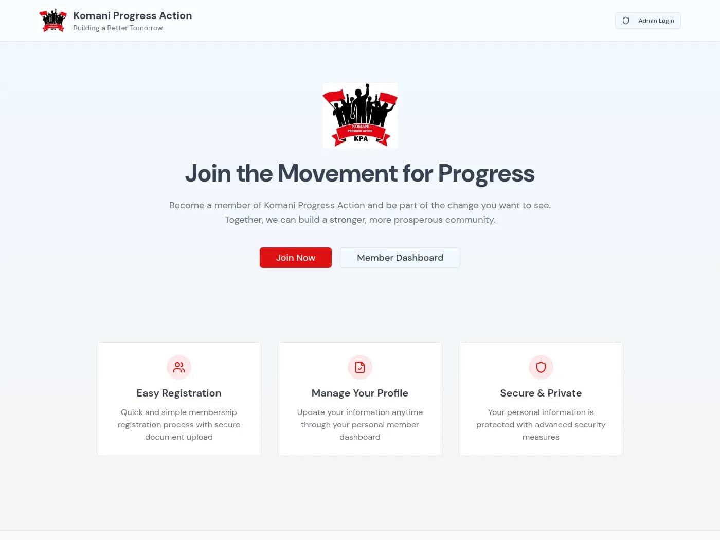 Komani Progress Action Membership Portal
