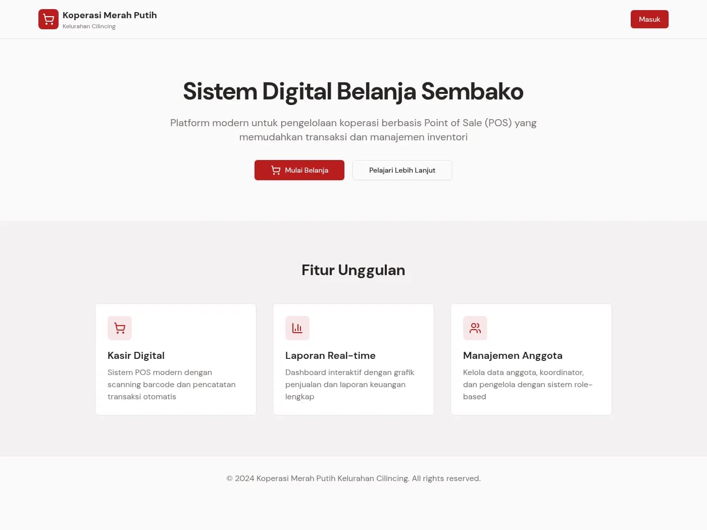Aplikasi Digital Belanja Sembako Koperasi Merah Putih Cilincing Berbasis Kasir Online (POS)