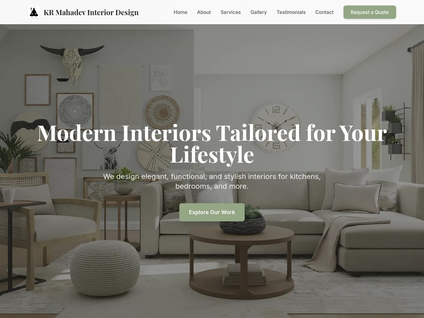 KR Mahadev Interior Design Modern Website
