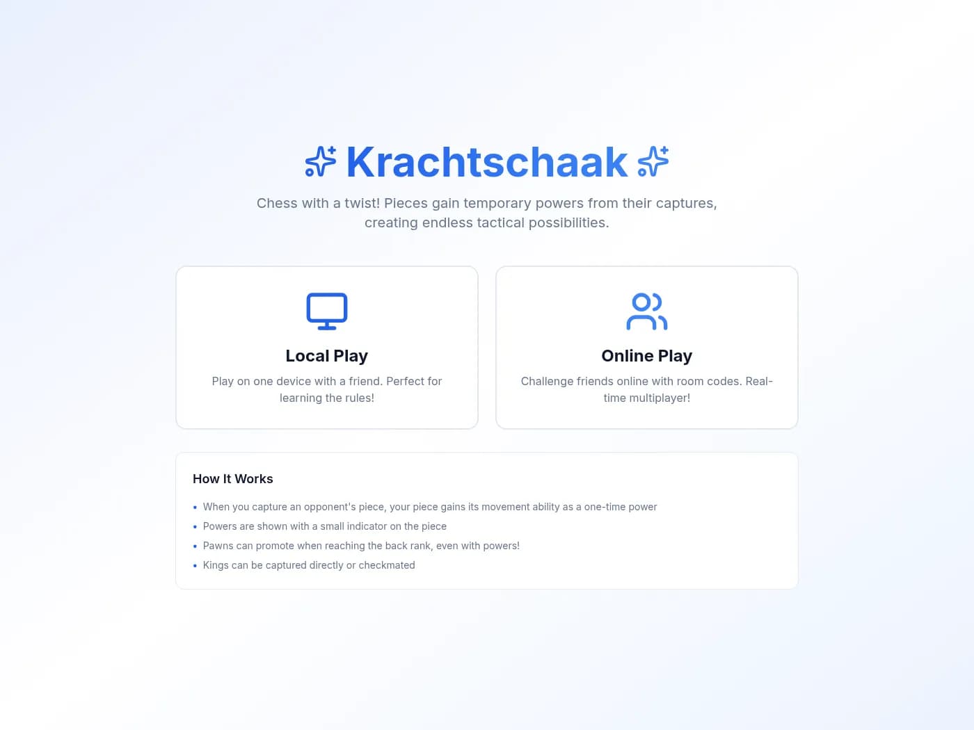 Krachtschaak Online and Local Play Webapp
