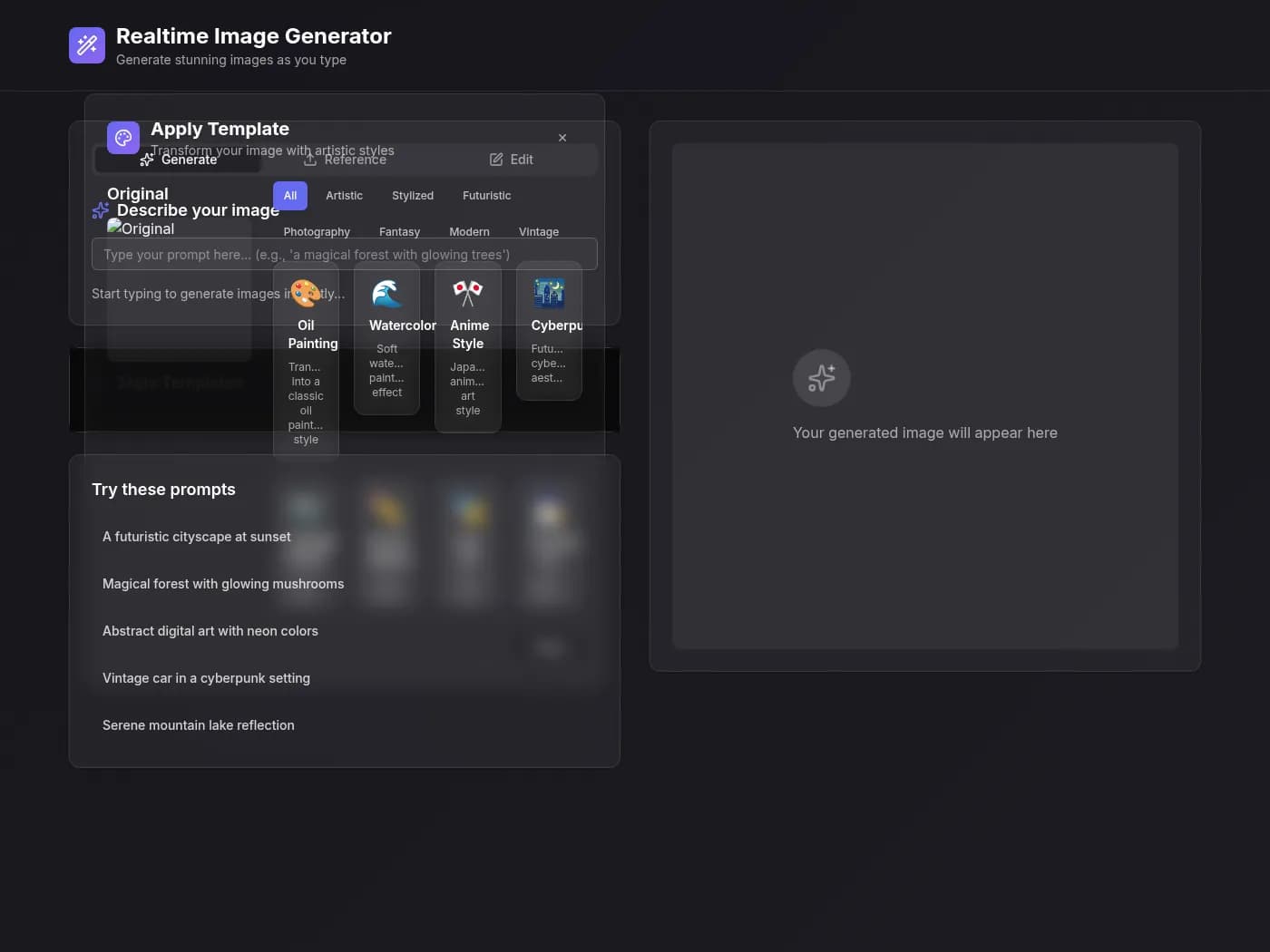 Krea-Style Realtime Image Generator