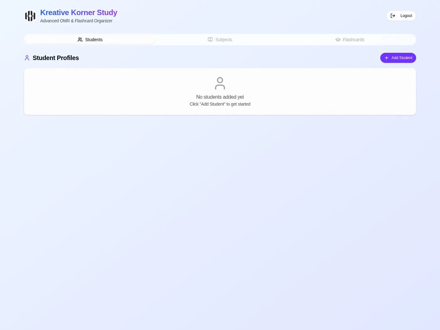 Kreative Korner Study: Advanced Student OMR & Flashcard Organizer