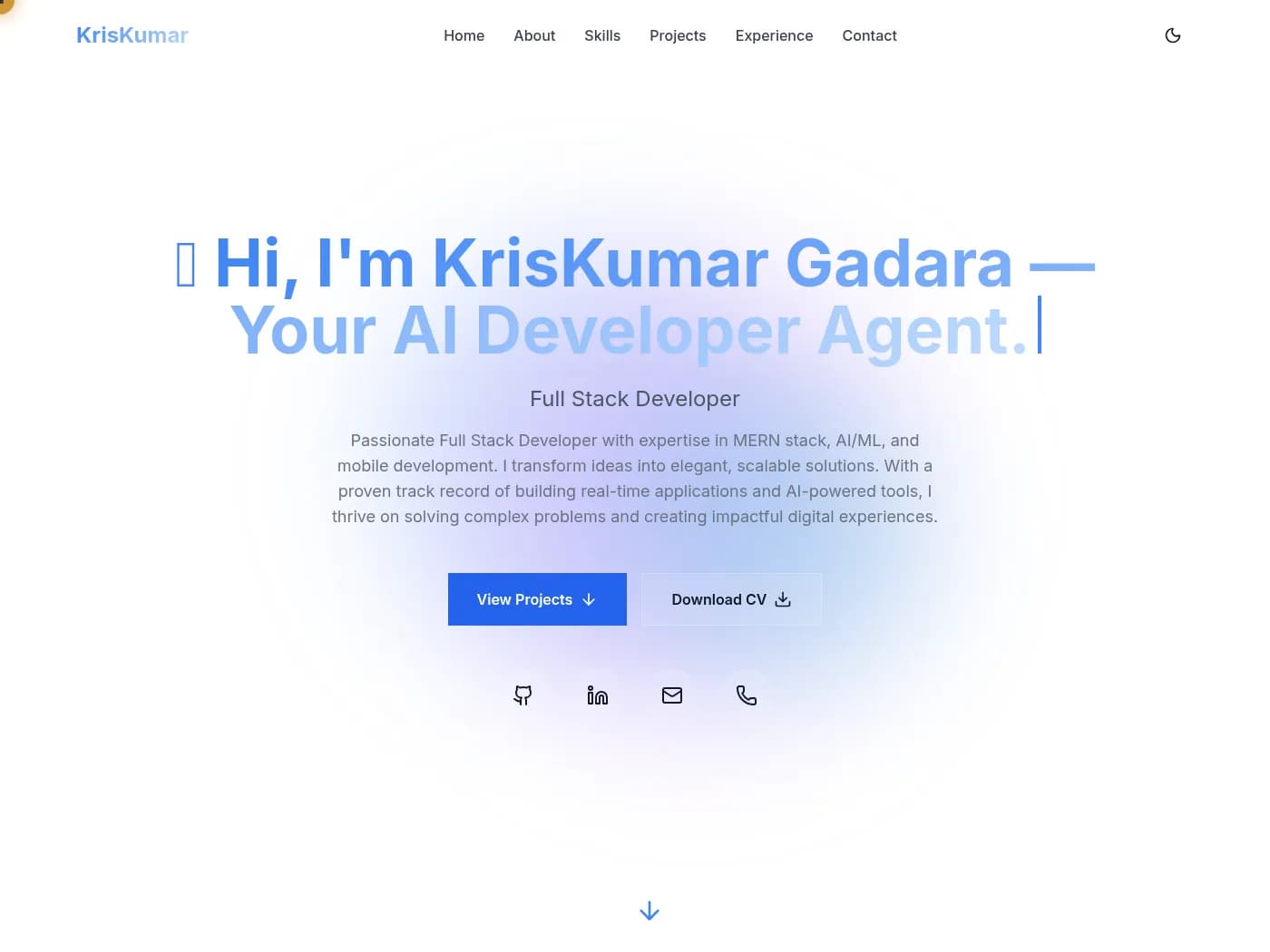 KrisKumar Gadara – Futuristic AI Developer Portfolio