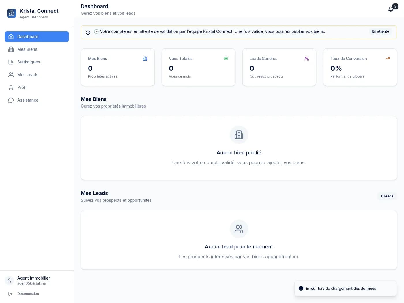 Kristal Connect Agent Dashboard