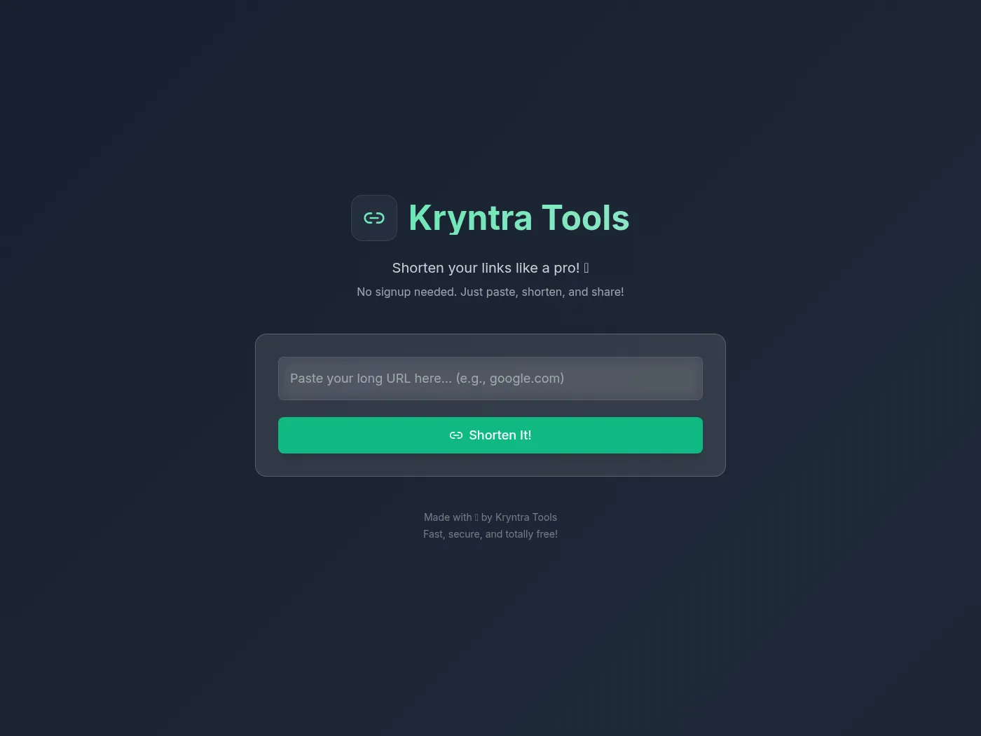 Kryntra Tools: Modern Link Shortener & Analytics Platform
