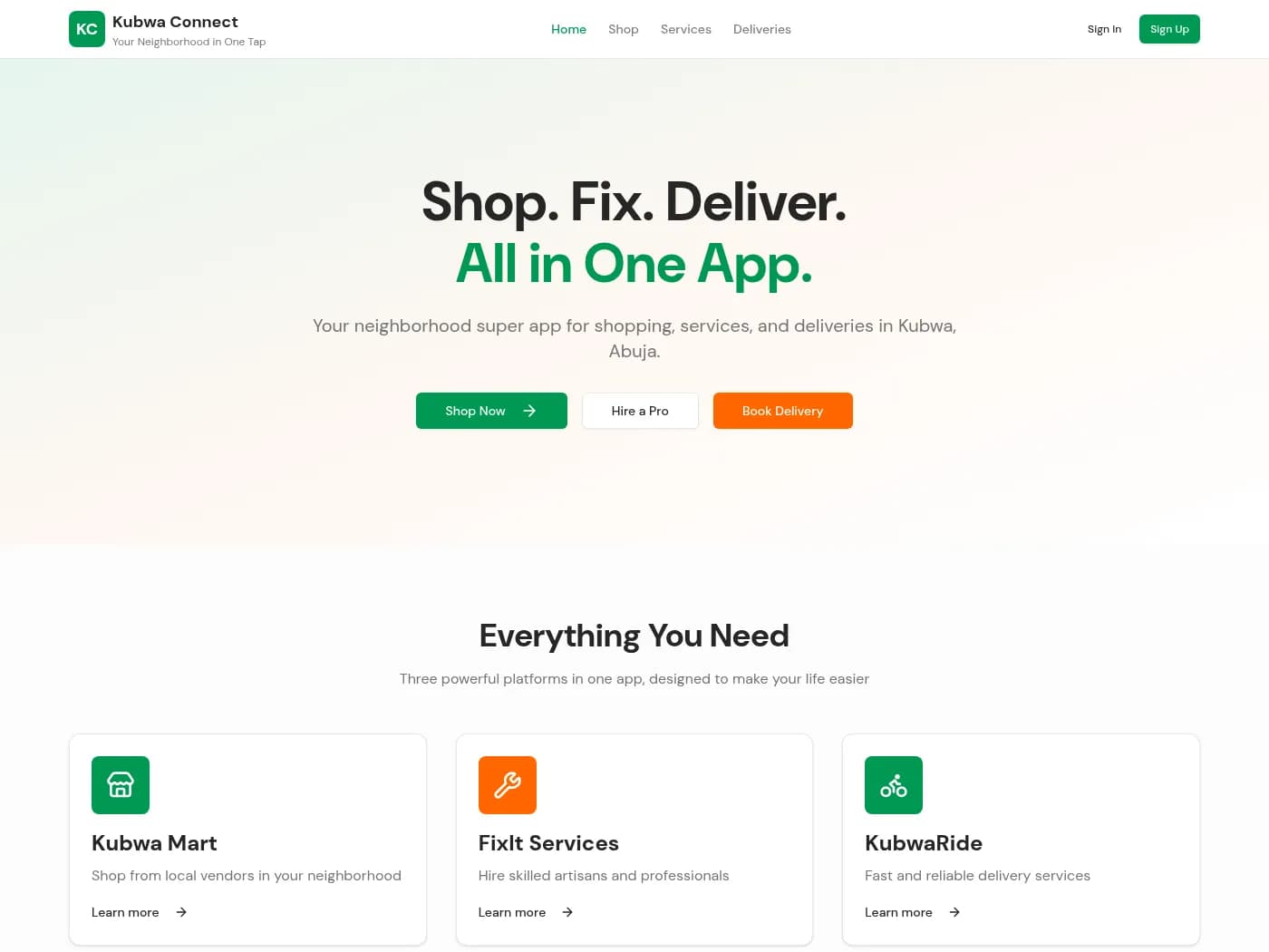 Kubwa Connect – All-in-One Community Super App for Shopping, Services & Deliveries in Kubwa (Abuja, Nigeria)