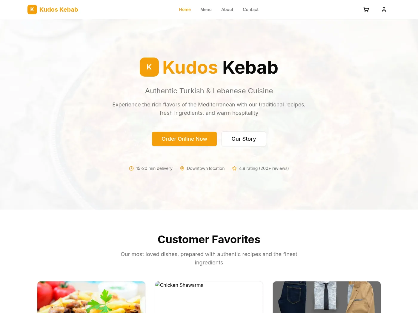 Kudos Kebab Restaurant Web App & Admin Dashboard