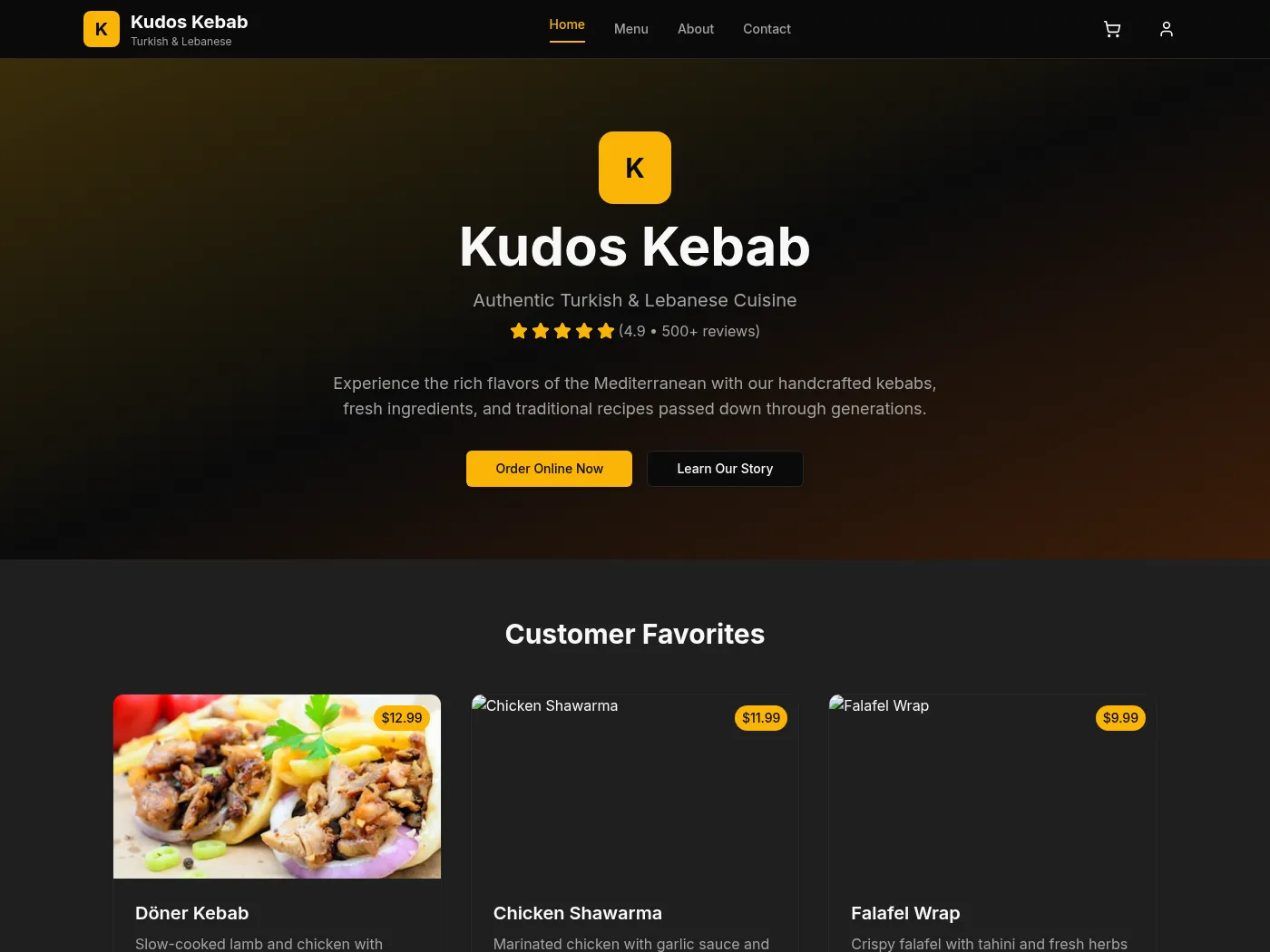 Kudos Kebab Restaurant Web App