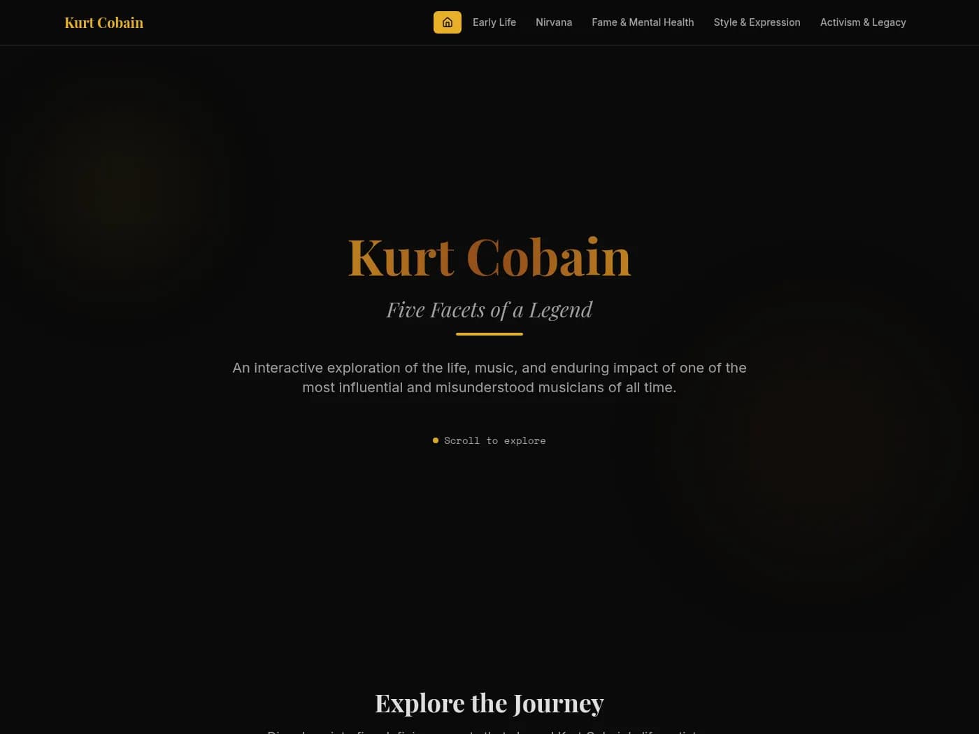 Kurt Cobain: Five Facets of a Legend – An Interactive Web Experience
