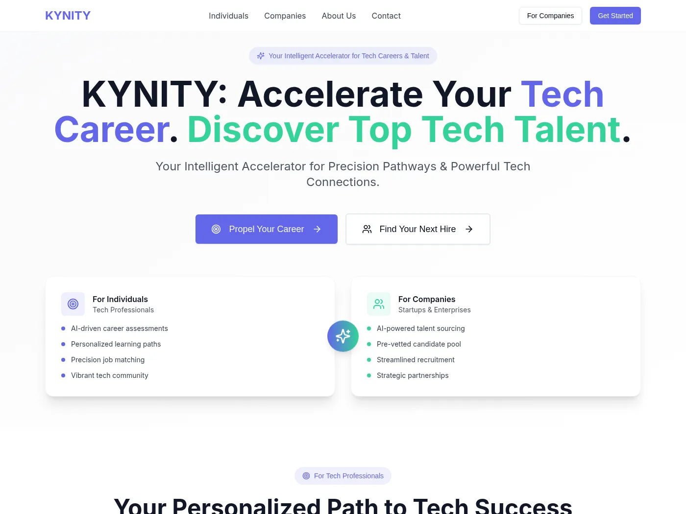KYNITY: Tech Career & Talent Accelerator Platform Website