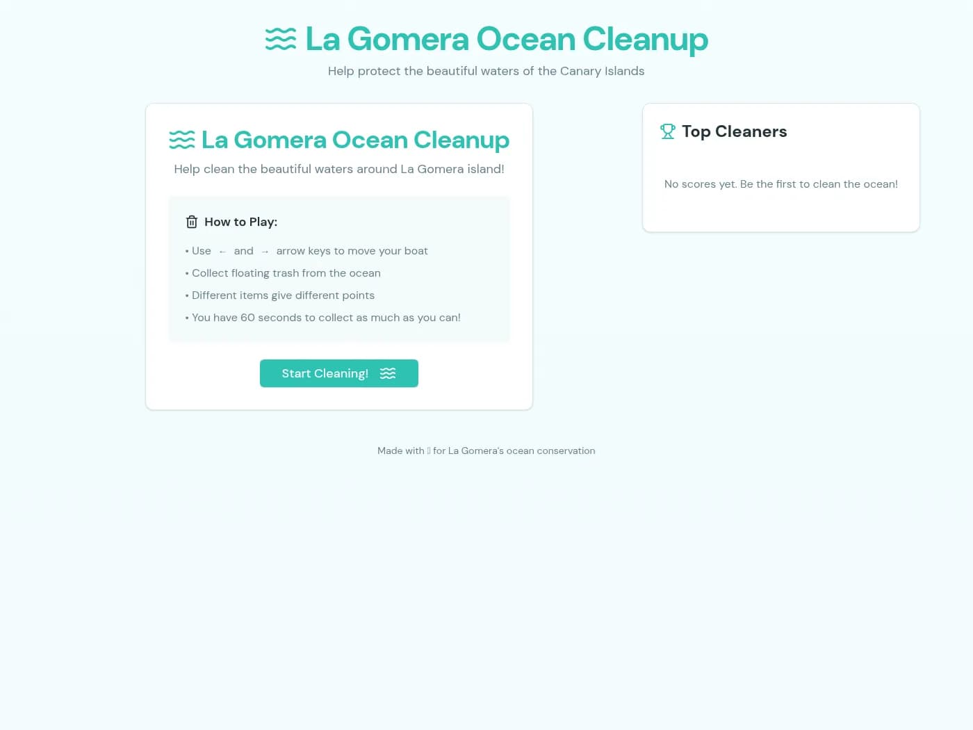 La Gomera Ocean Cleanup Game