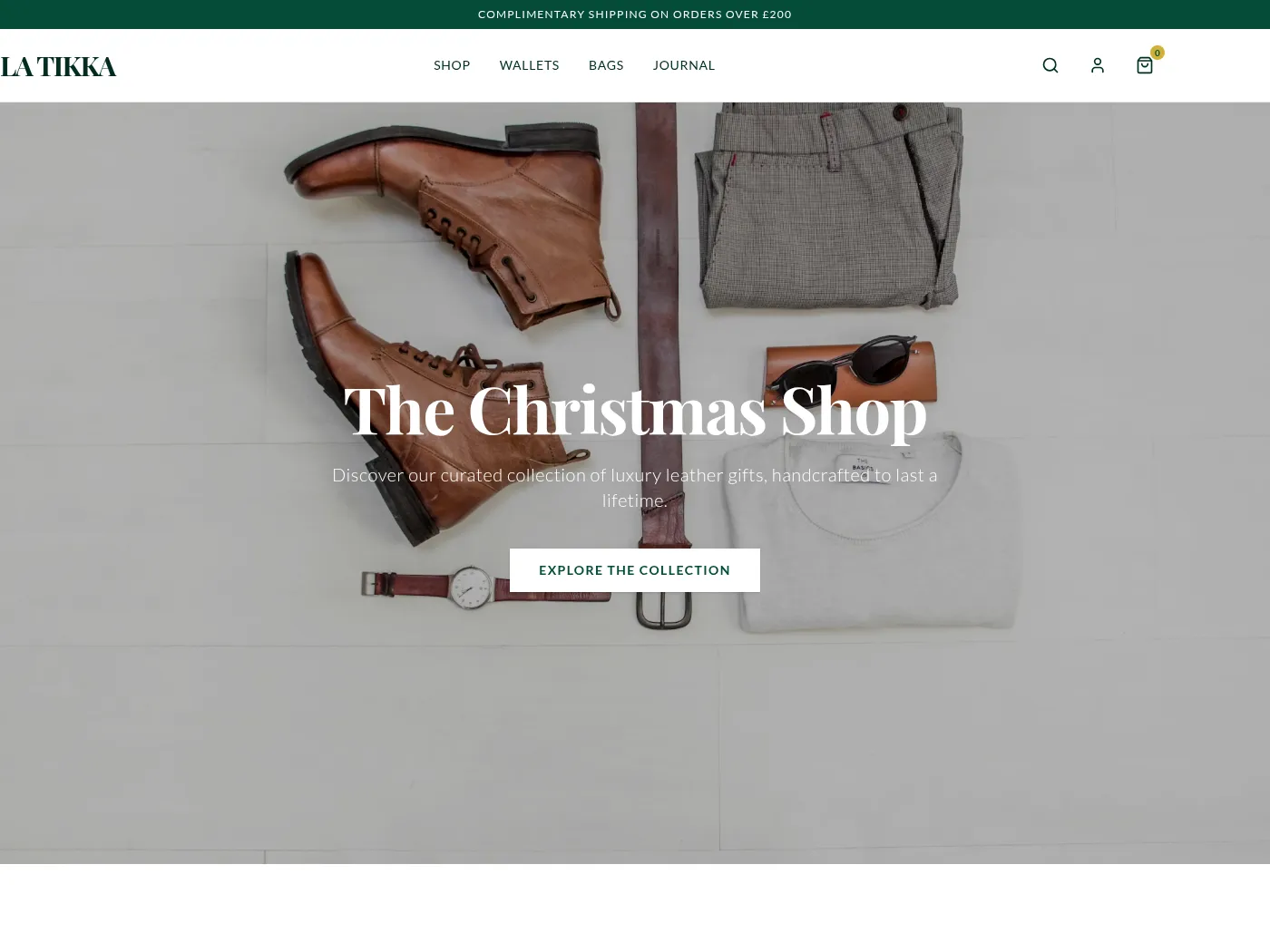 La Tikka Luxury Leather Goods eCommerce Website