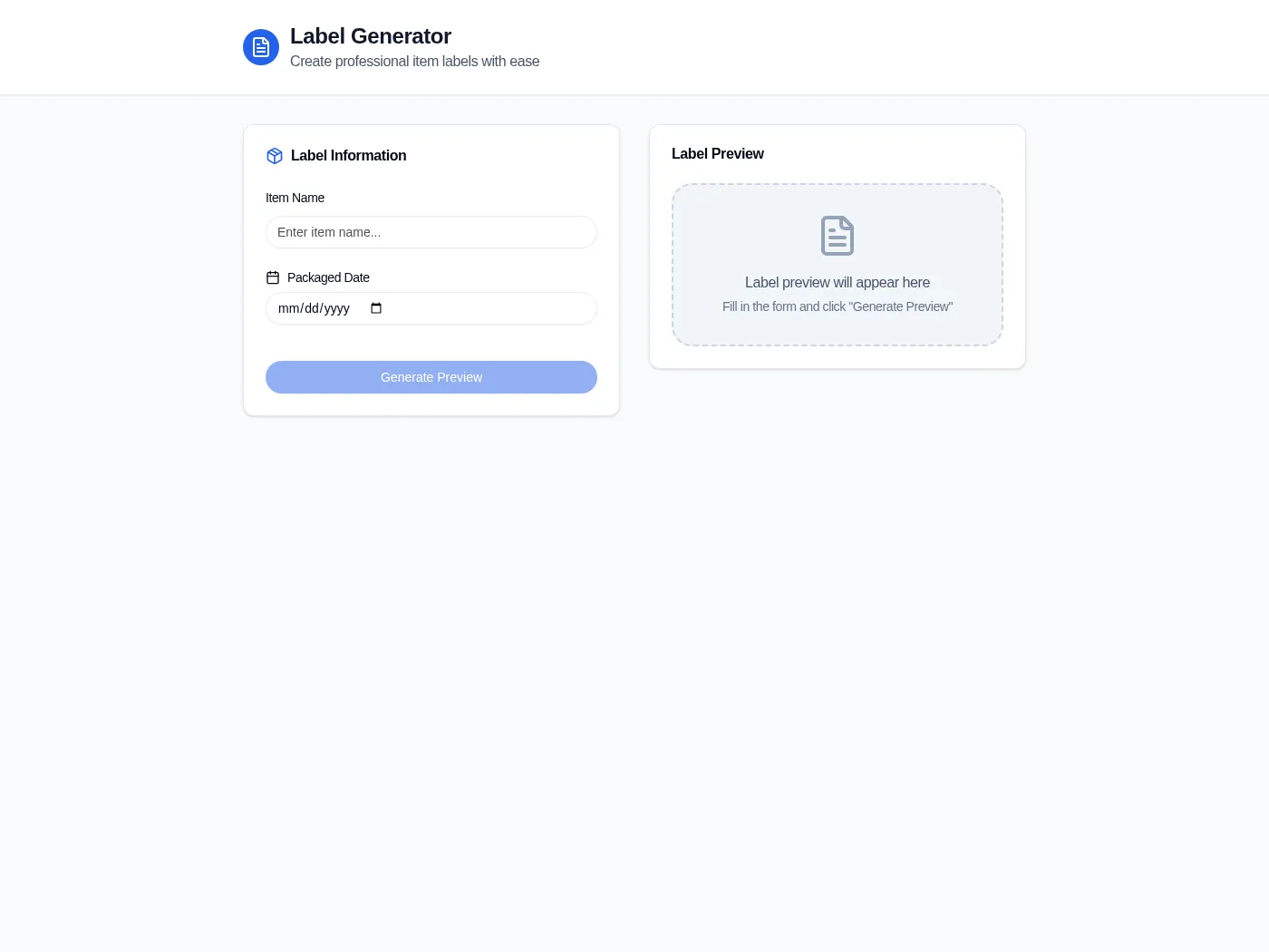 Label Generator Web App