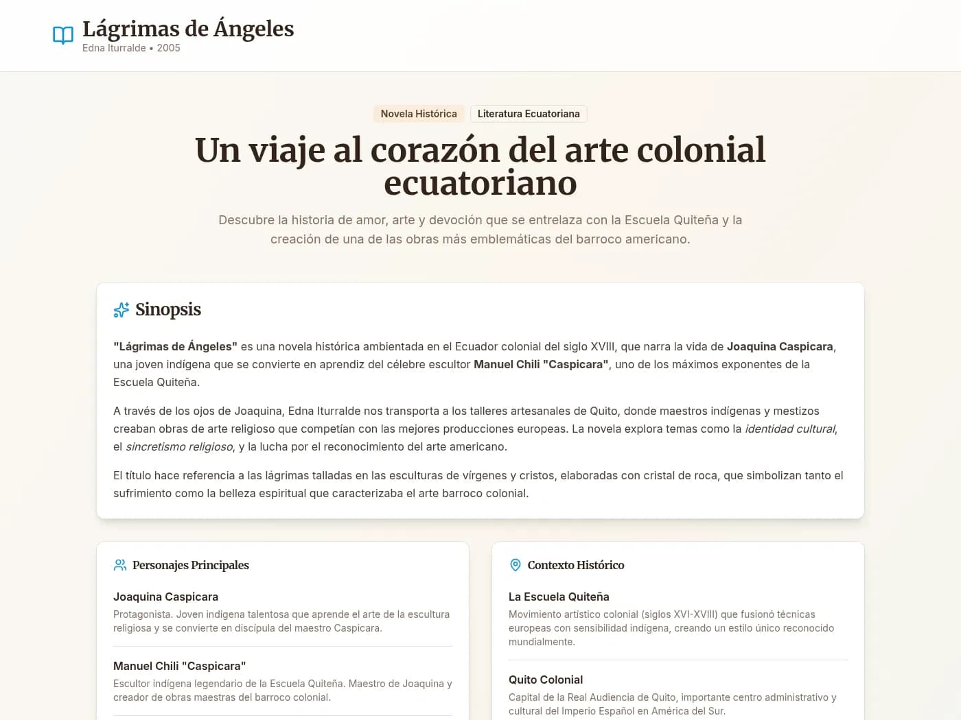 Summary of 'Lágrimas de Ángeles' by Edna Iturralde
