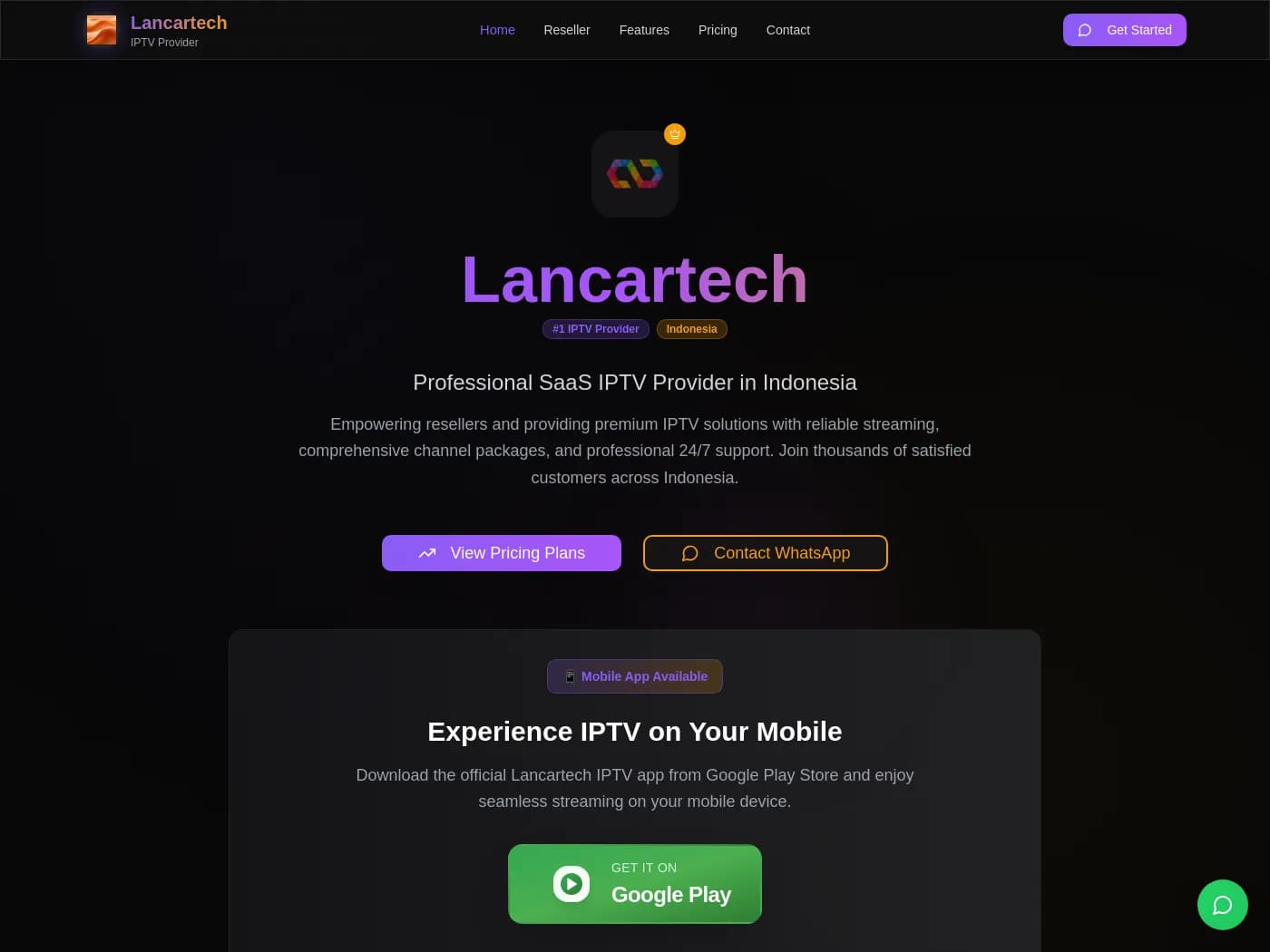 lancartech IPTV Provider Landing Page