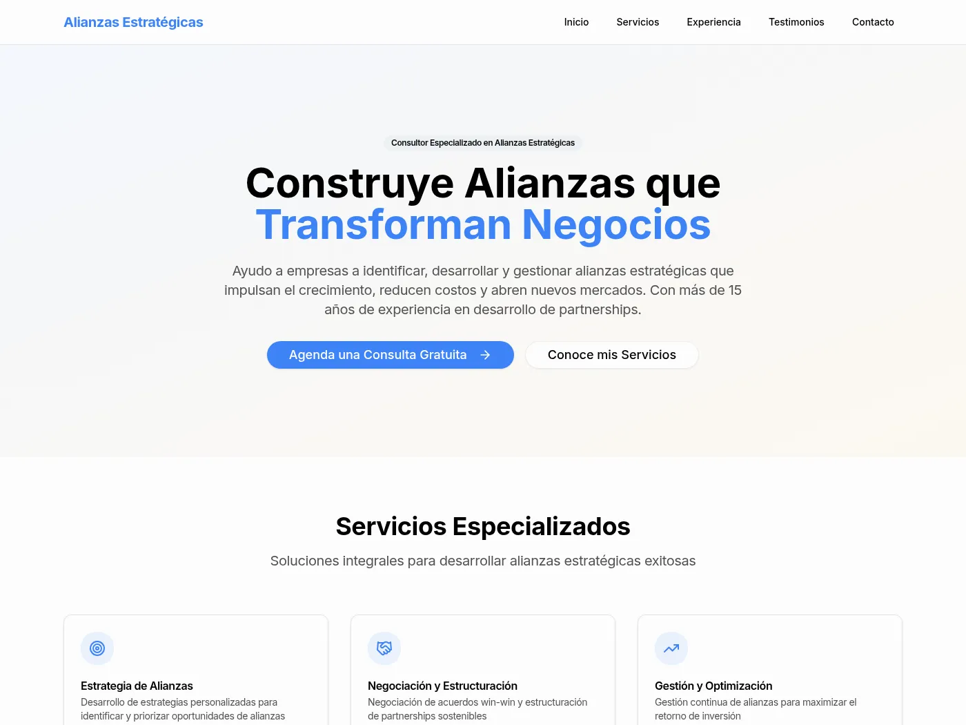 Landing Page para Consultor de Alianzas Estratégicas