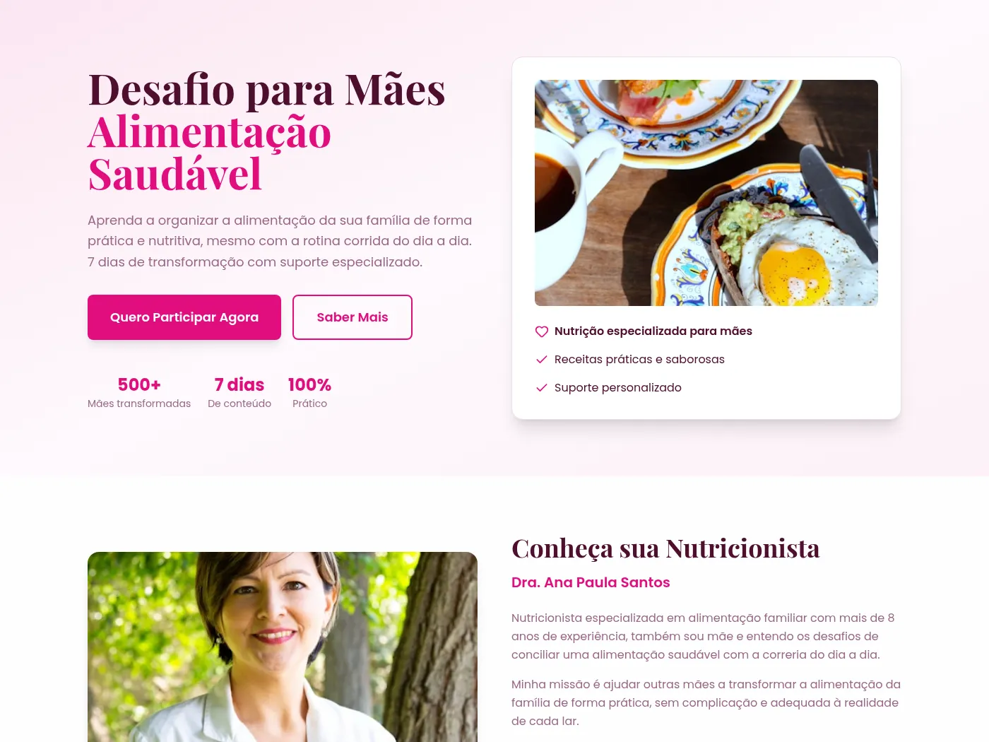 Desafio para Mães — Landing Page Nutricionista