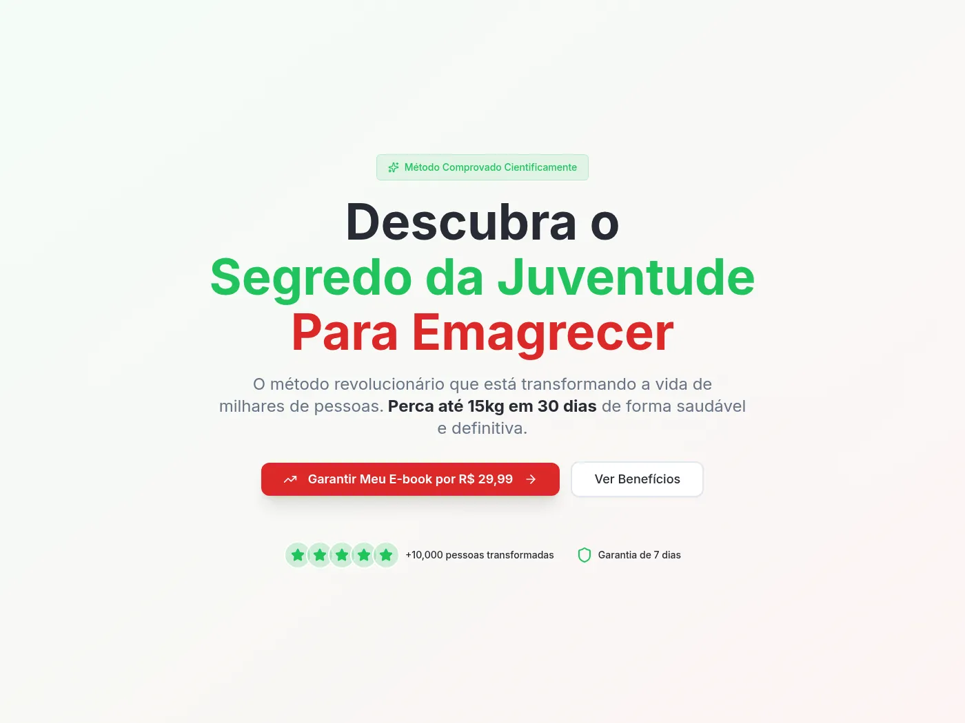 Landing Page para E-book Segredo da Juventude