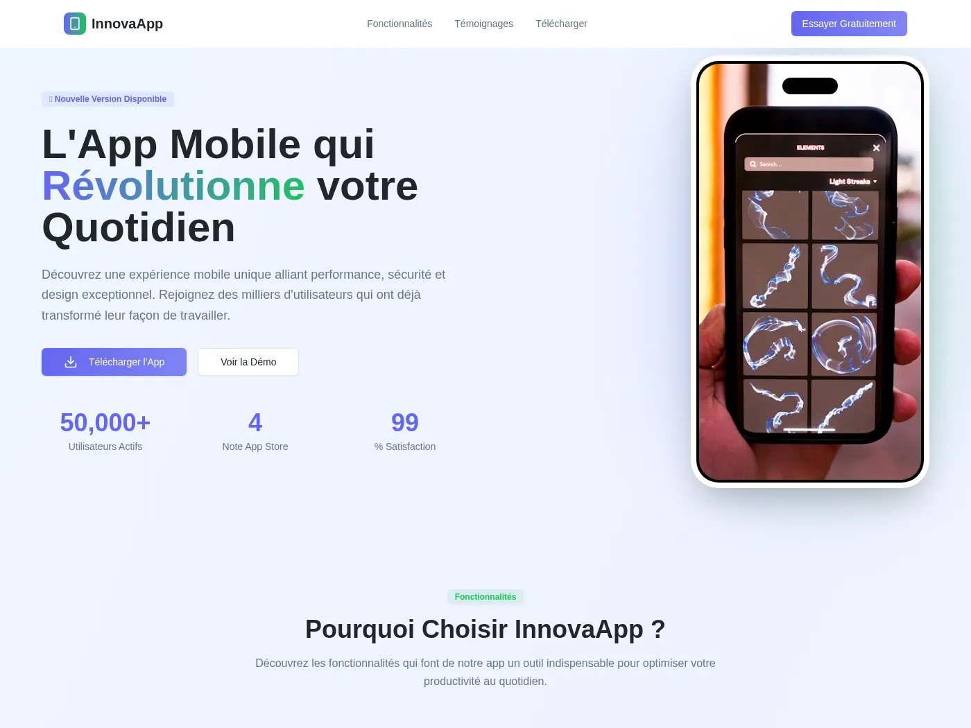 Landing Page Moderne pour Application Mobile Startup