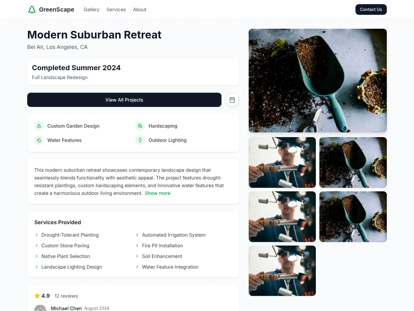 Landscaping Portfolio Detail Page