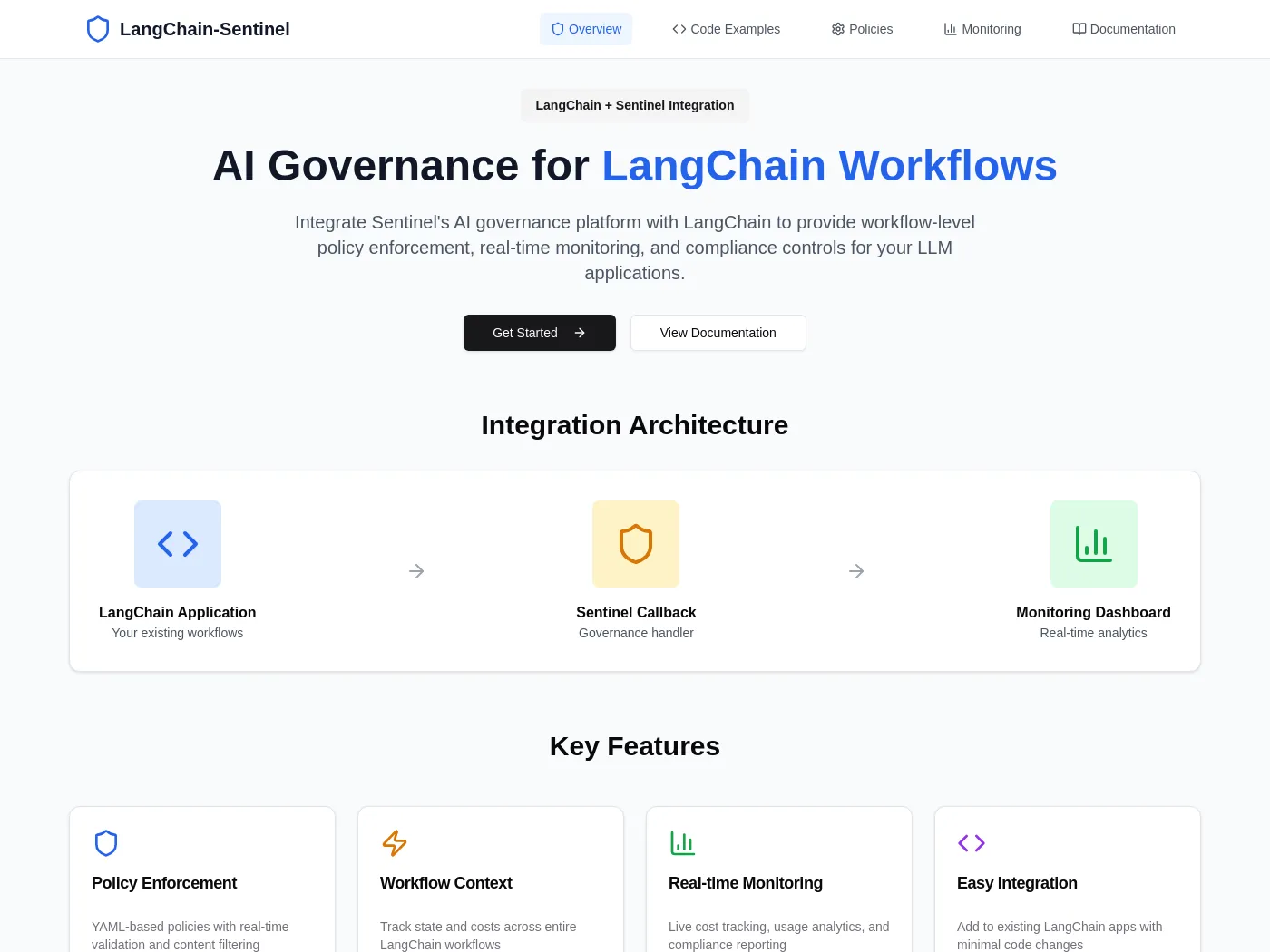 LangChain-Sentinel Integration for Workflow Governance