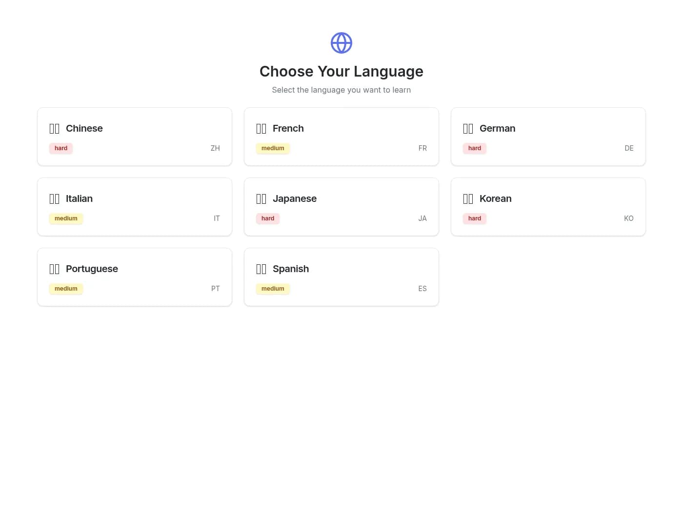Fully Functional Language Learning Web App
