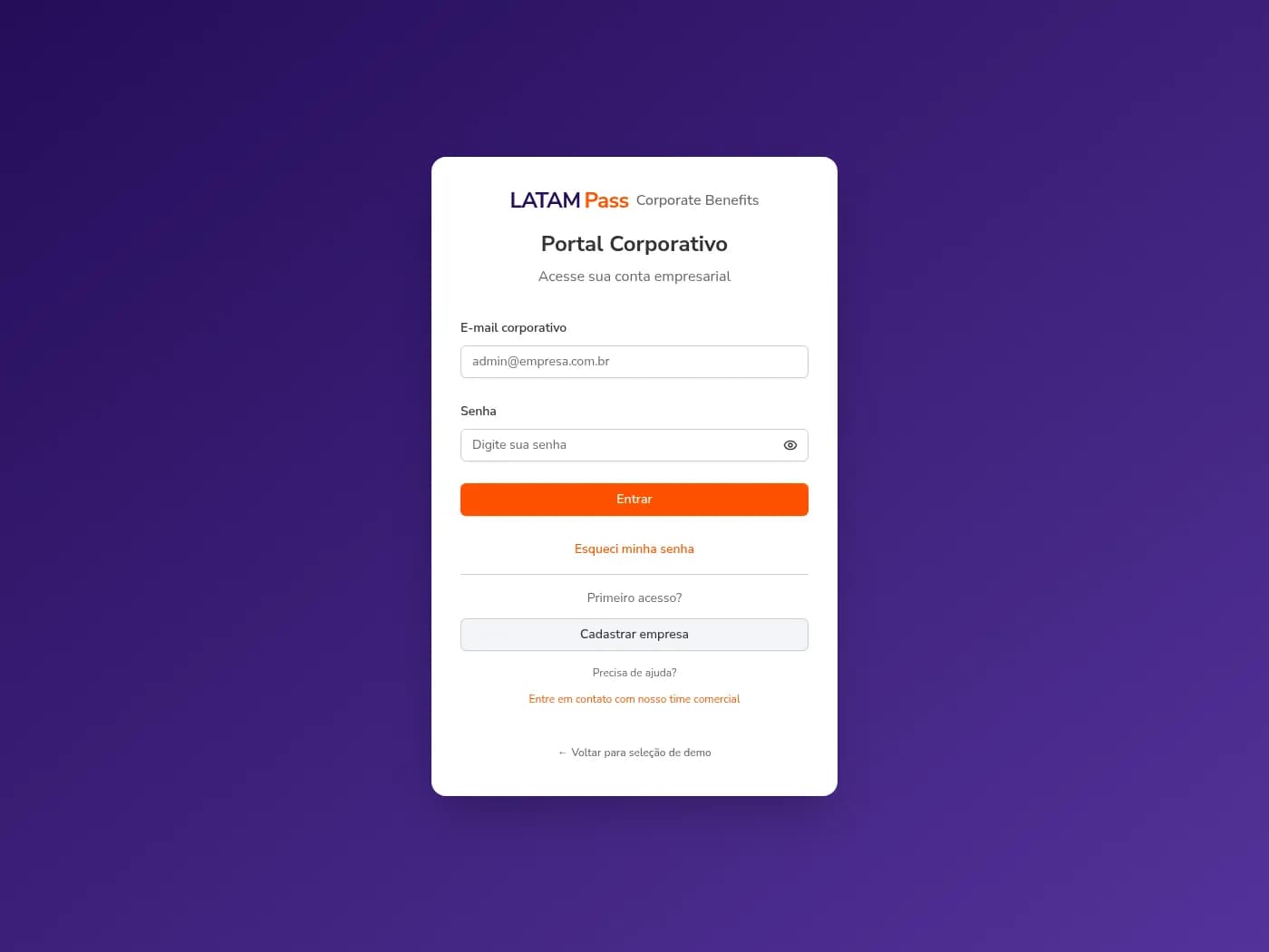 LATAM Pass Corporate Benefits - B2B2C Travel Credits Platform Mockup