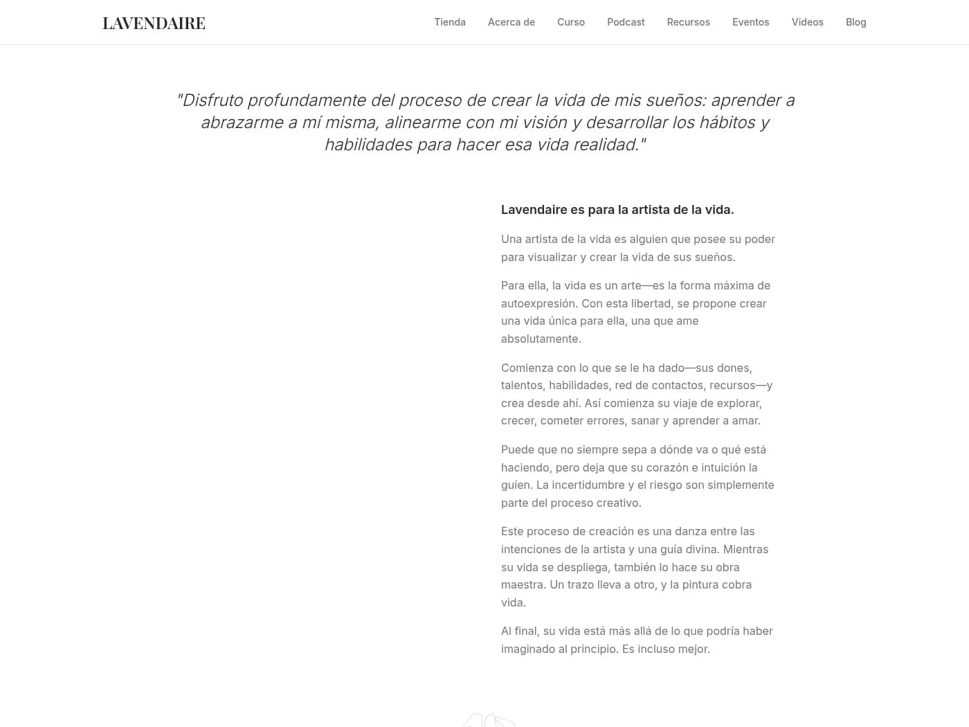 Lavendaire About Page Spanish Clone