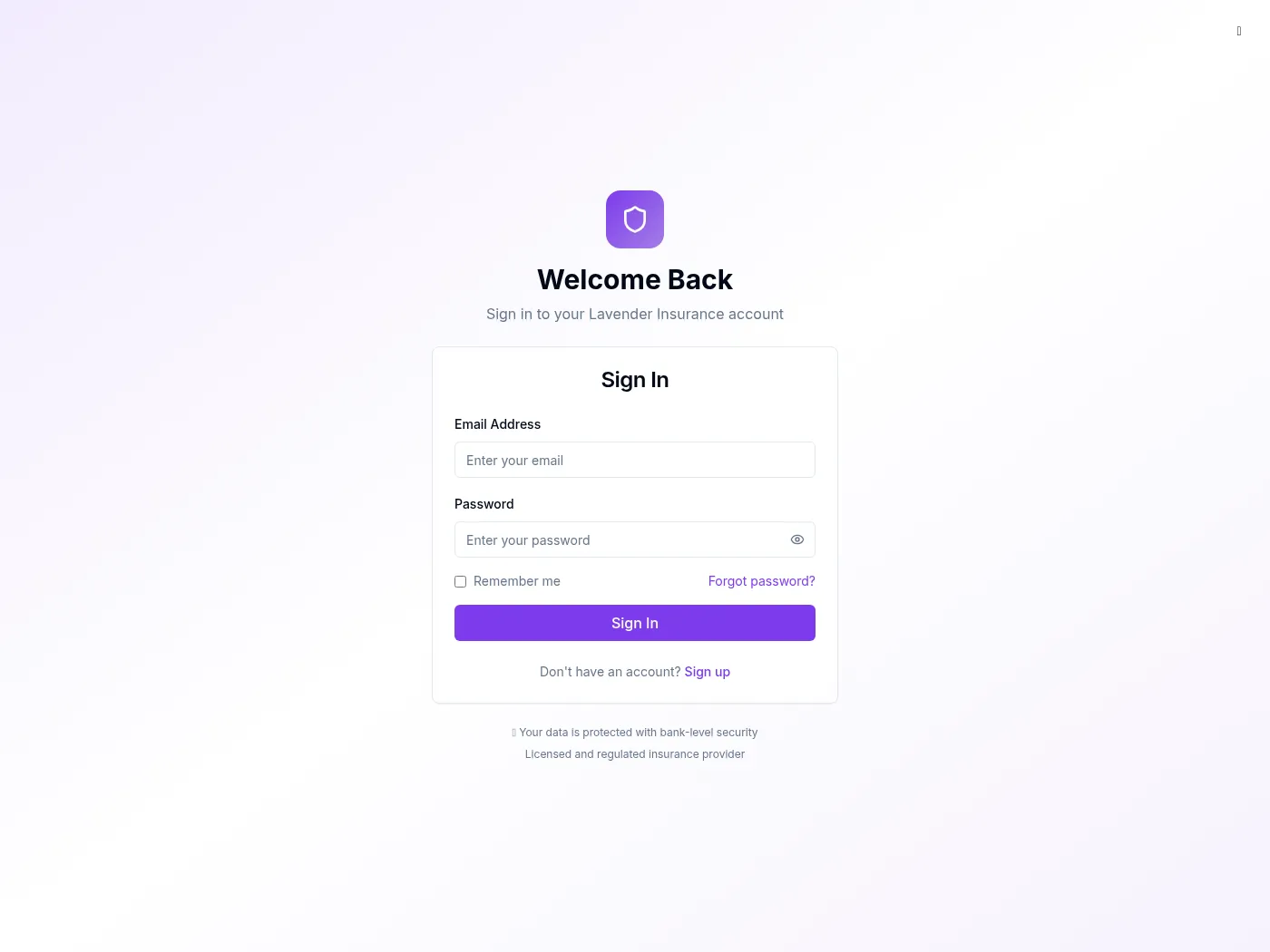 Lavender Insurance Web UI