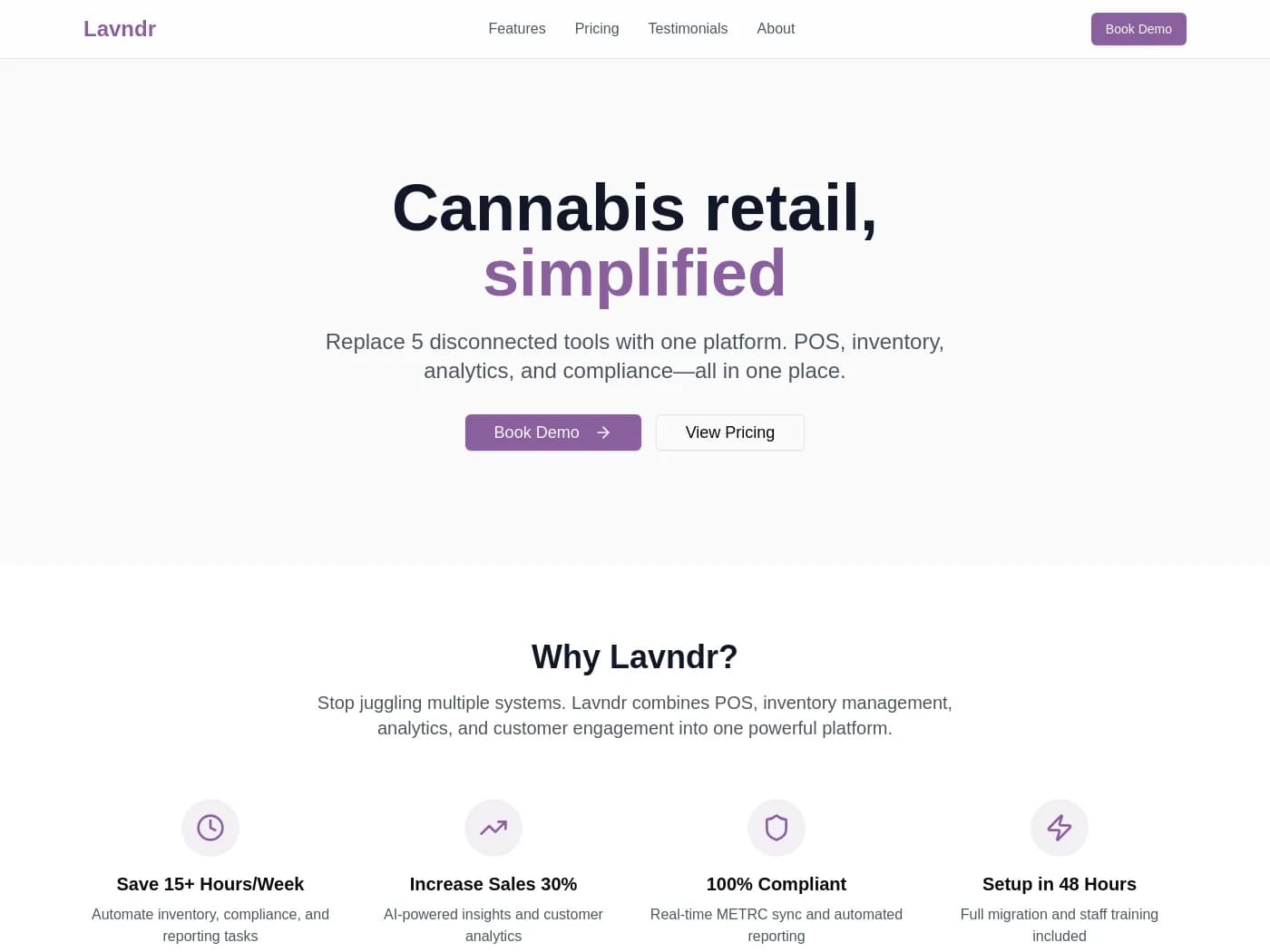 Lavndr Cannabis Retail Operating System Website