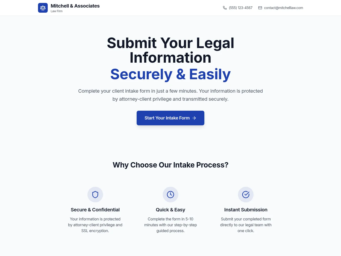 Law Firm Client Intake Form Portal