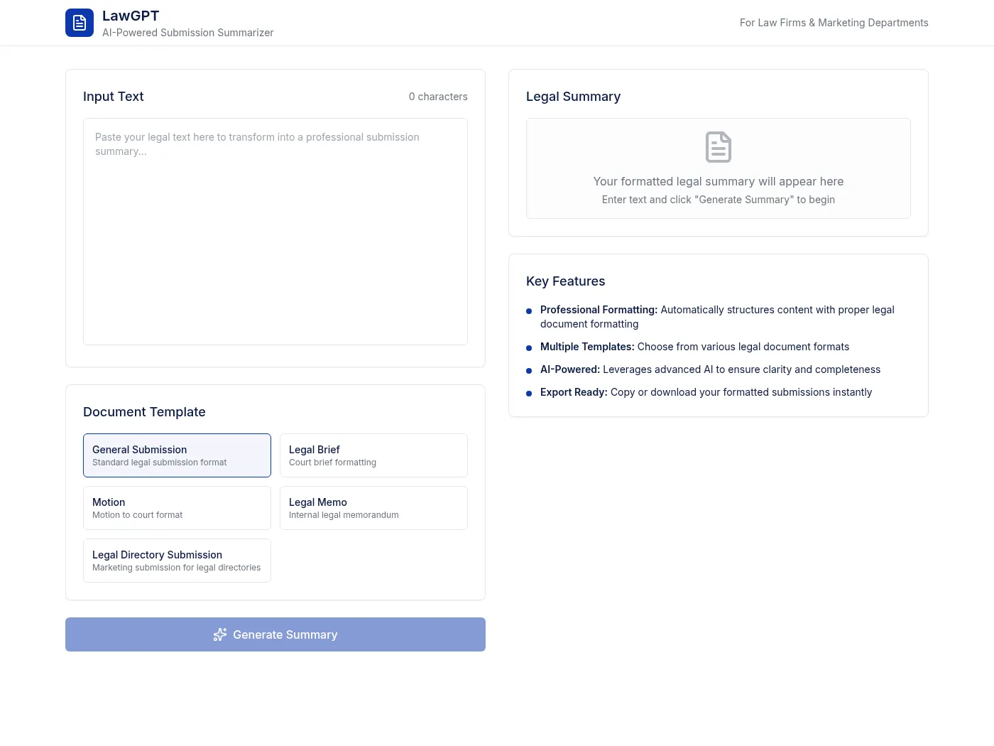 LawGPT: AI-Powered Submission Summarizer for Law Firms