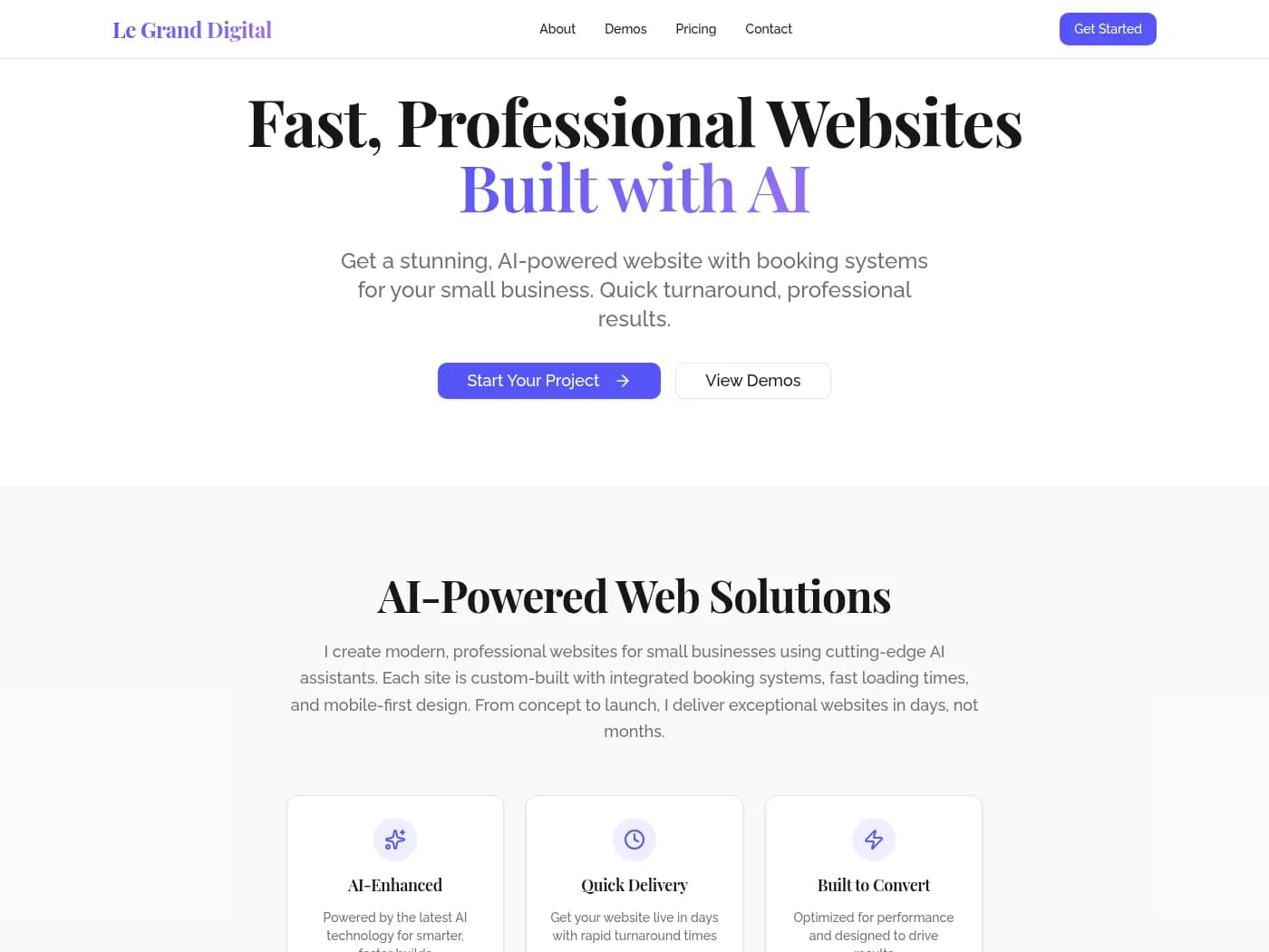 Le Grand Digital One-Page Freelance Portfolio Website