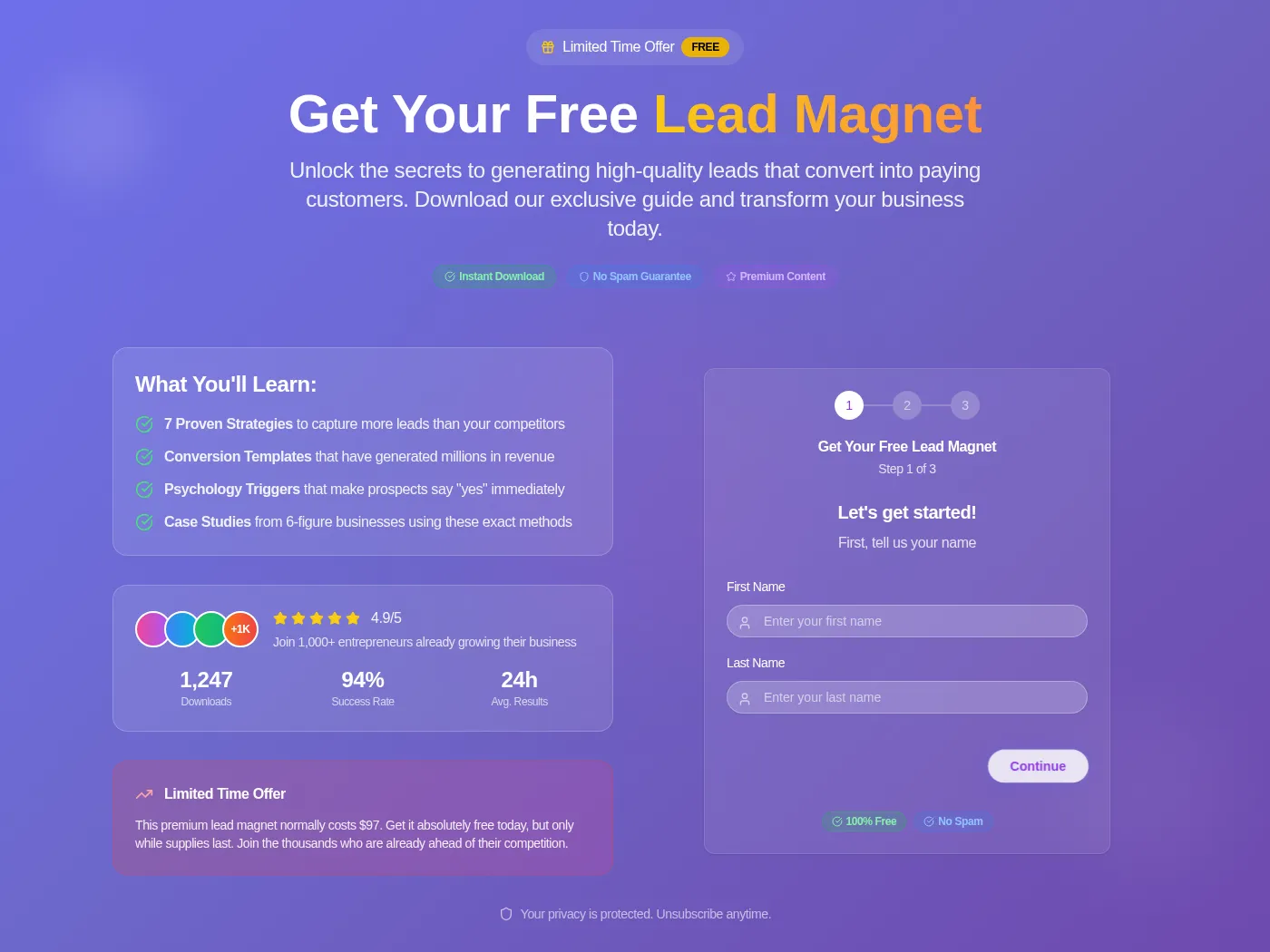 Lead Magnet Capture Funnel
