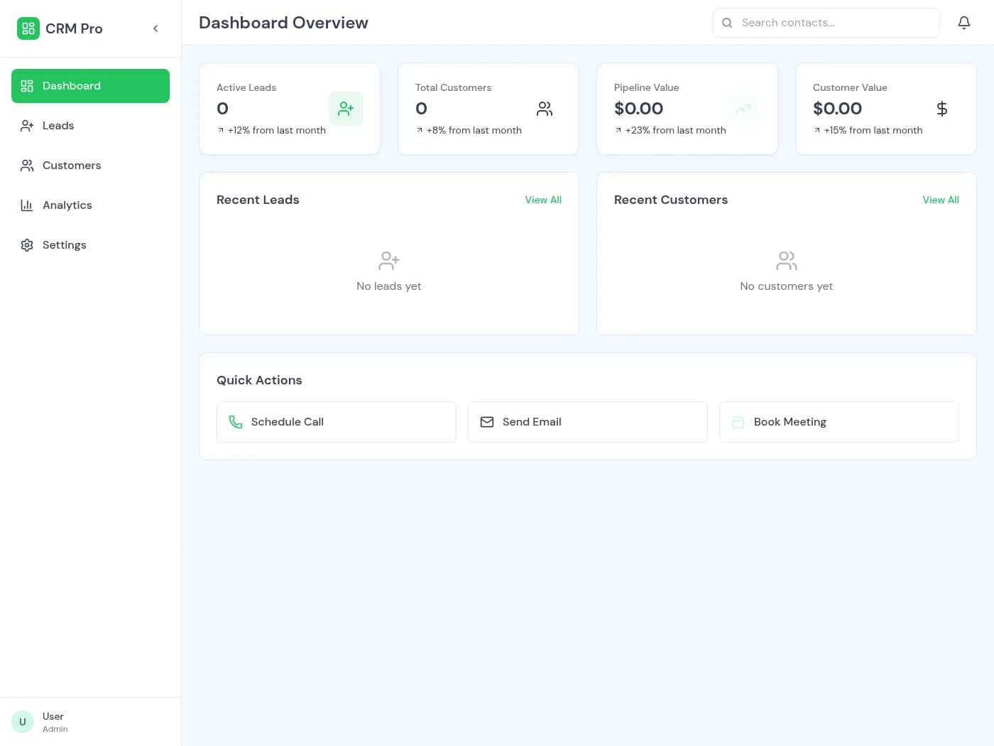 Lead & Customer CRM Dashboard