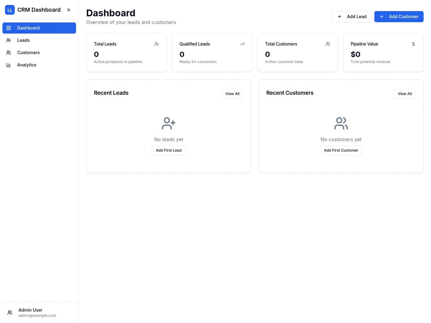 Lead & Customer Management Dashboard